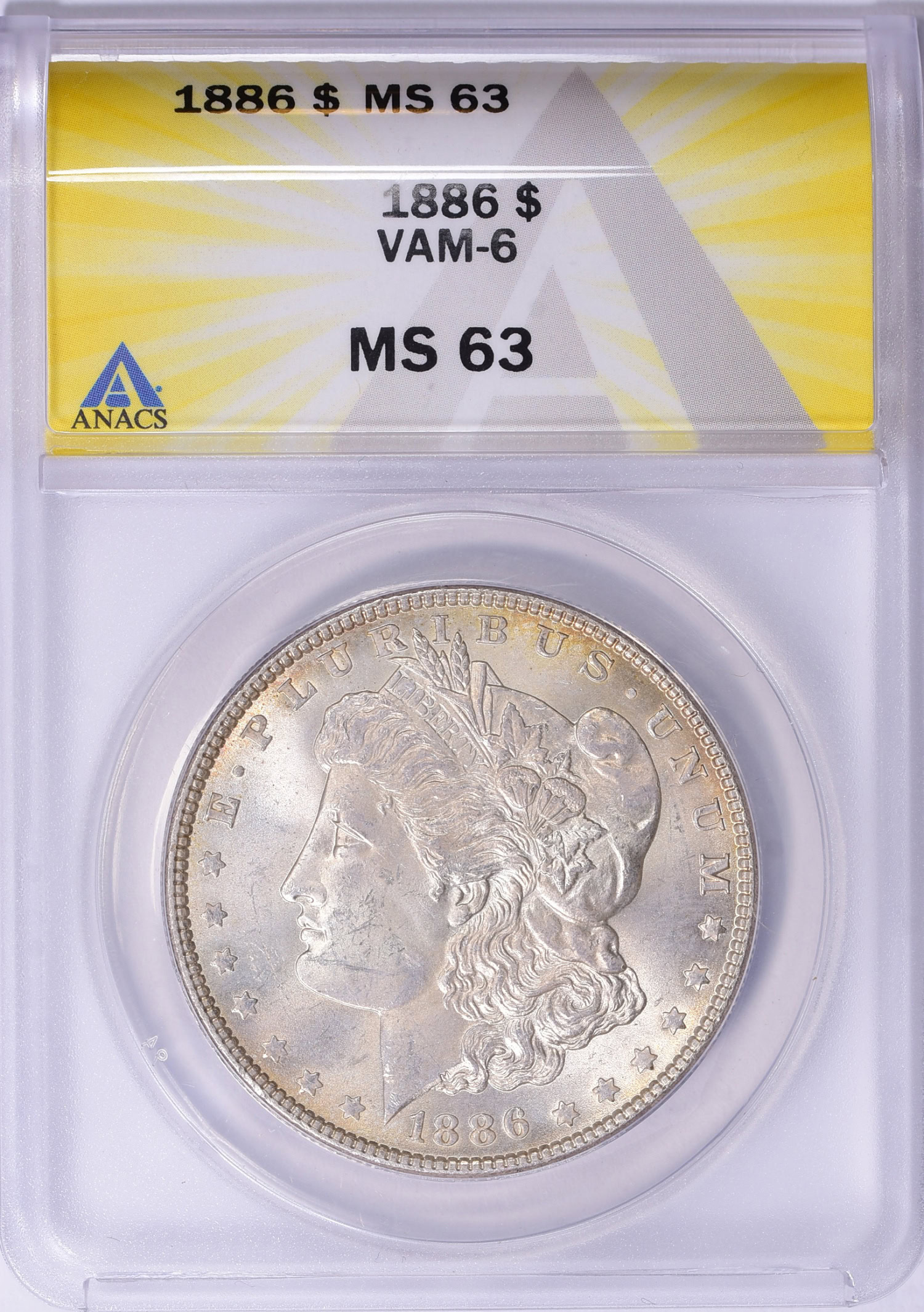 1886 Morgan Silver Dollar VAM 6 ANACS MS-63 (Item 1822810) | GreatCollections Coin Auctions