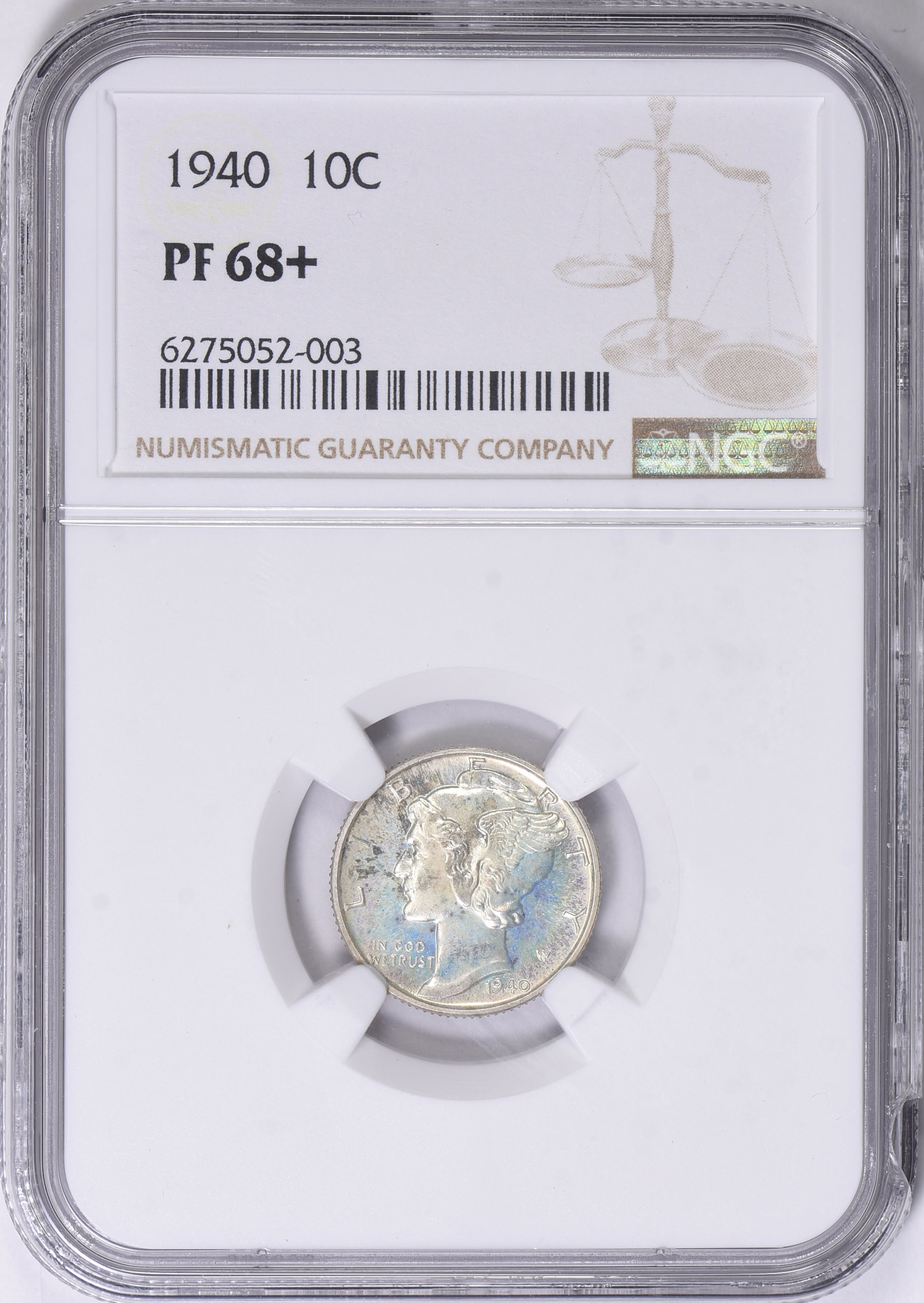 1940 Mercury Dime NGC Proof-68+ (Toned) (Item 1822821) | GreatCollections Coin Auctions