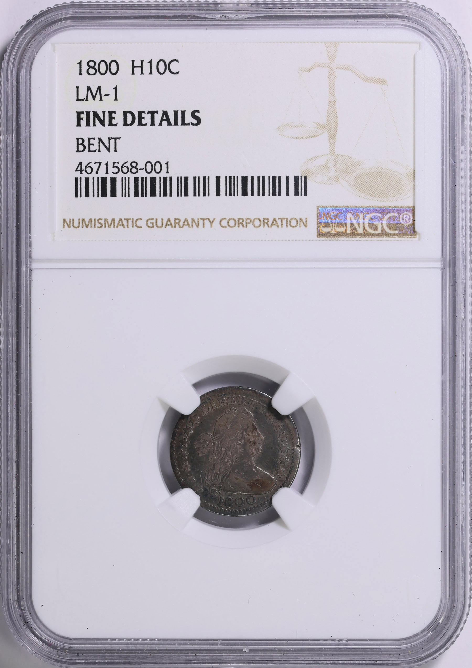 1800 Draped Bust Half Dime LM-1 NGC Fine Details (Item 1822835 ...