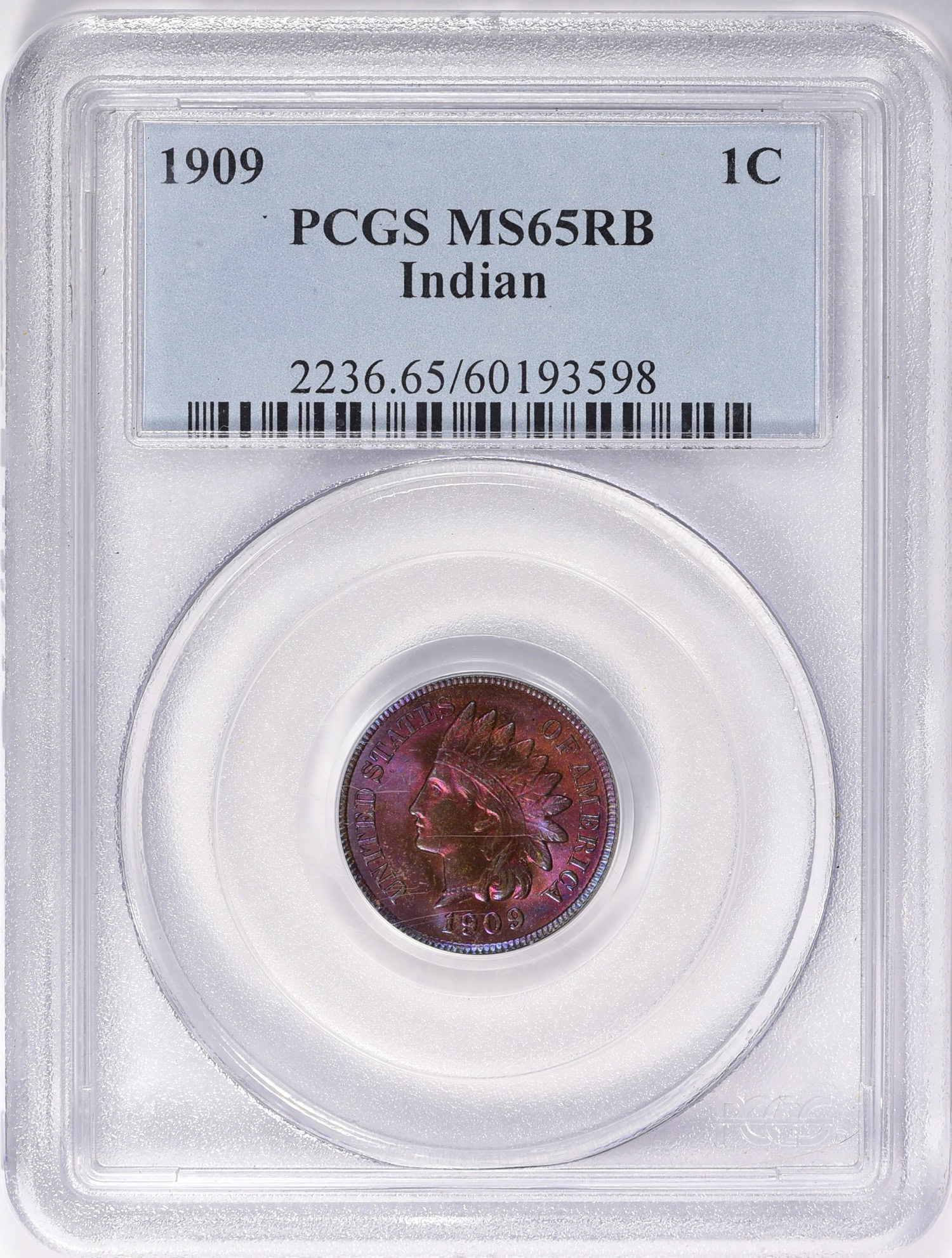 1909 Indian Cent PCGS MS-65 RB (Toned) (Item 1822921) | GreatCollections Coin Auctions