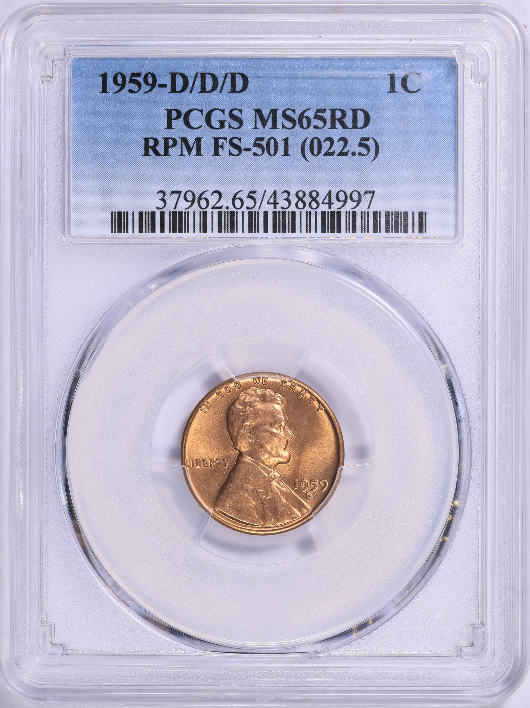 1959-D/D/D Lincoln Cent Repunched Mintmark FS-501 (022.5) PCGS MS-65 RD (Item 1822939 ...