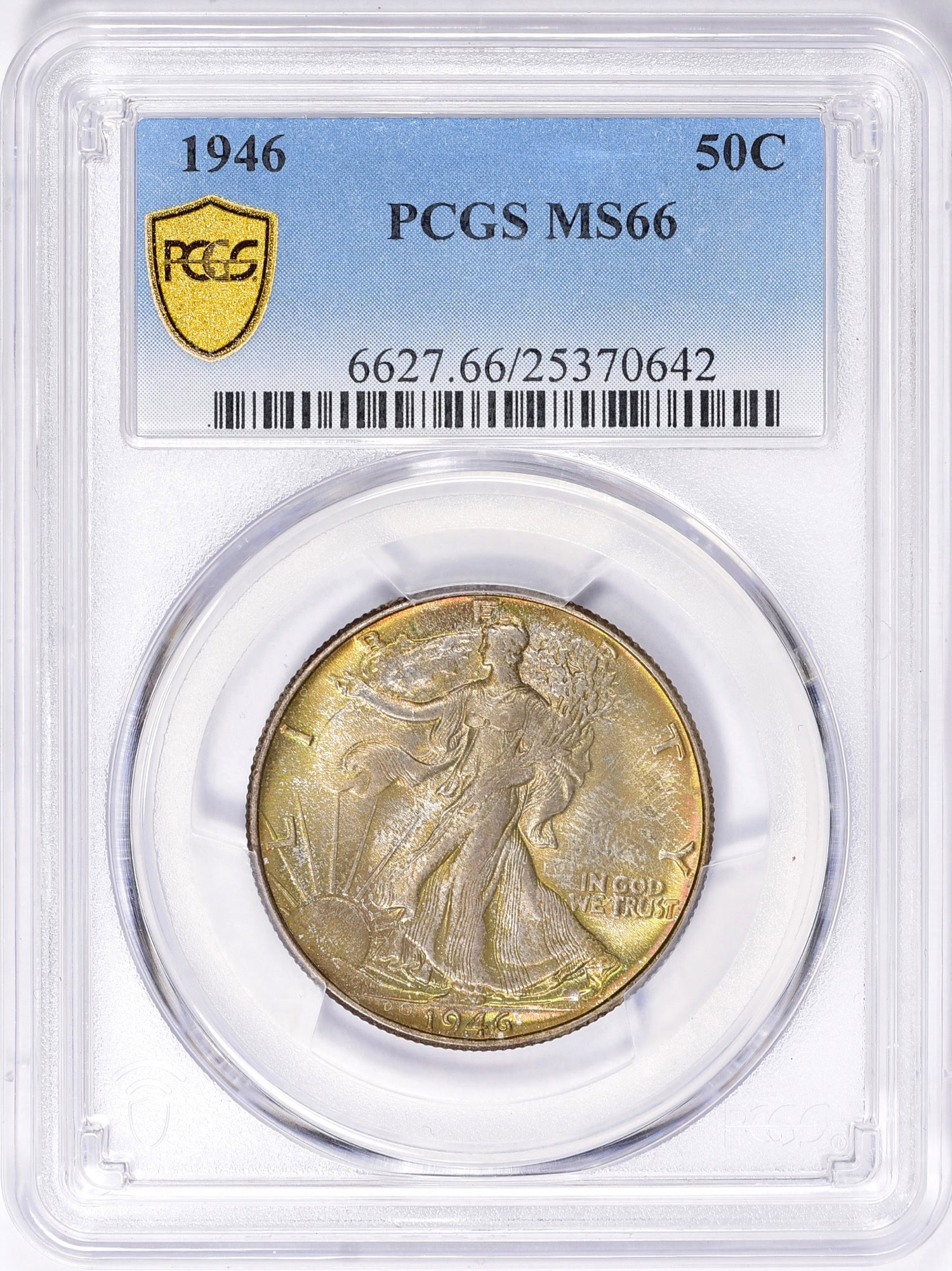 1946 Walking Liberty Half Dollar PCGS MS-66 (Toned) (Item 1822954) | GreatCollections Coin Auctions