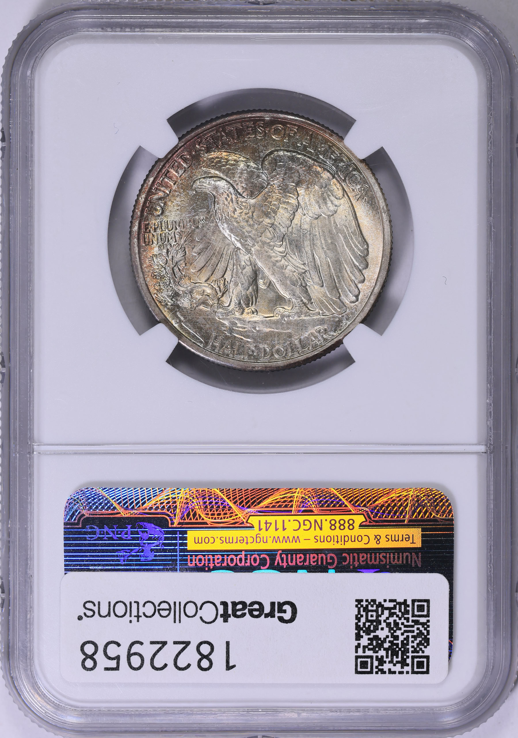 1944-D Walking Liberty Half Dollar NGC MS-66+ (CAC Green) (Toned) (Item 1822958 ...