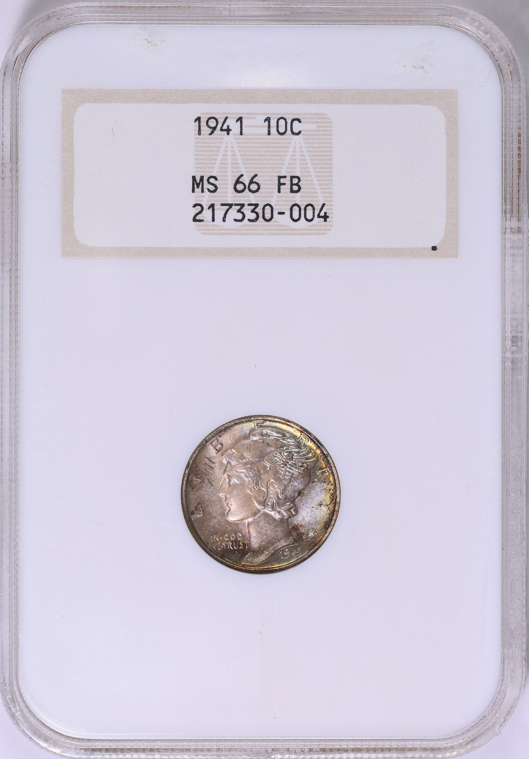 1941 Mercury Dime NGC MS-66 FB OH (Toned) (Item 1822960) | GreatCollections Coin Auctions