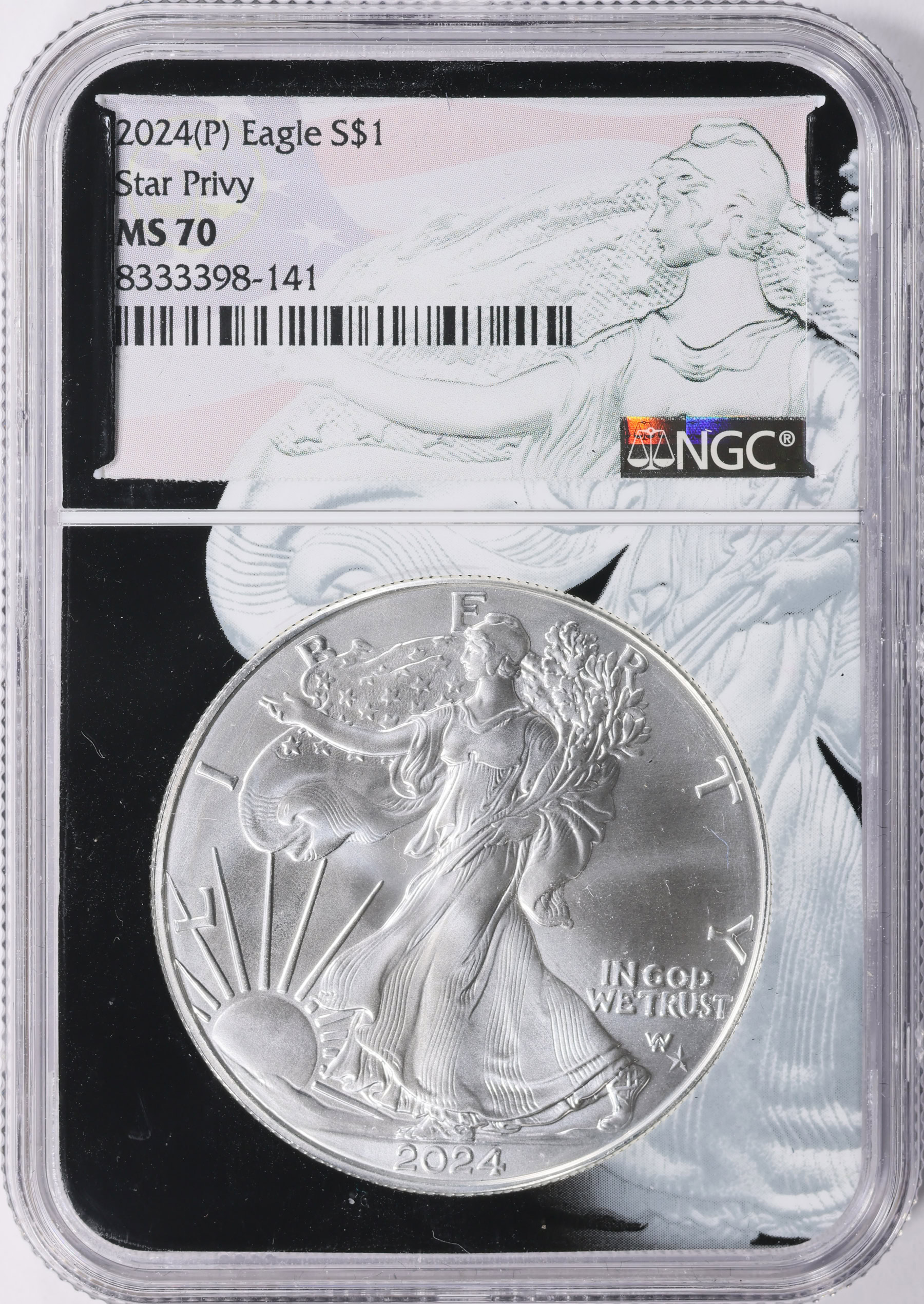 2024-(P) $1 Silver Eagle with Star Privy NGC MS-70 (Silver Eagle Frame Holder) | NGC Cert ...