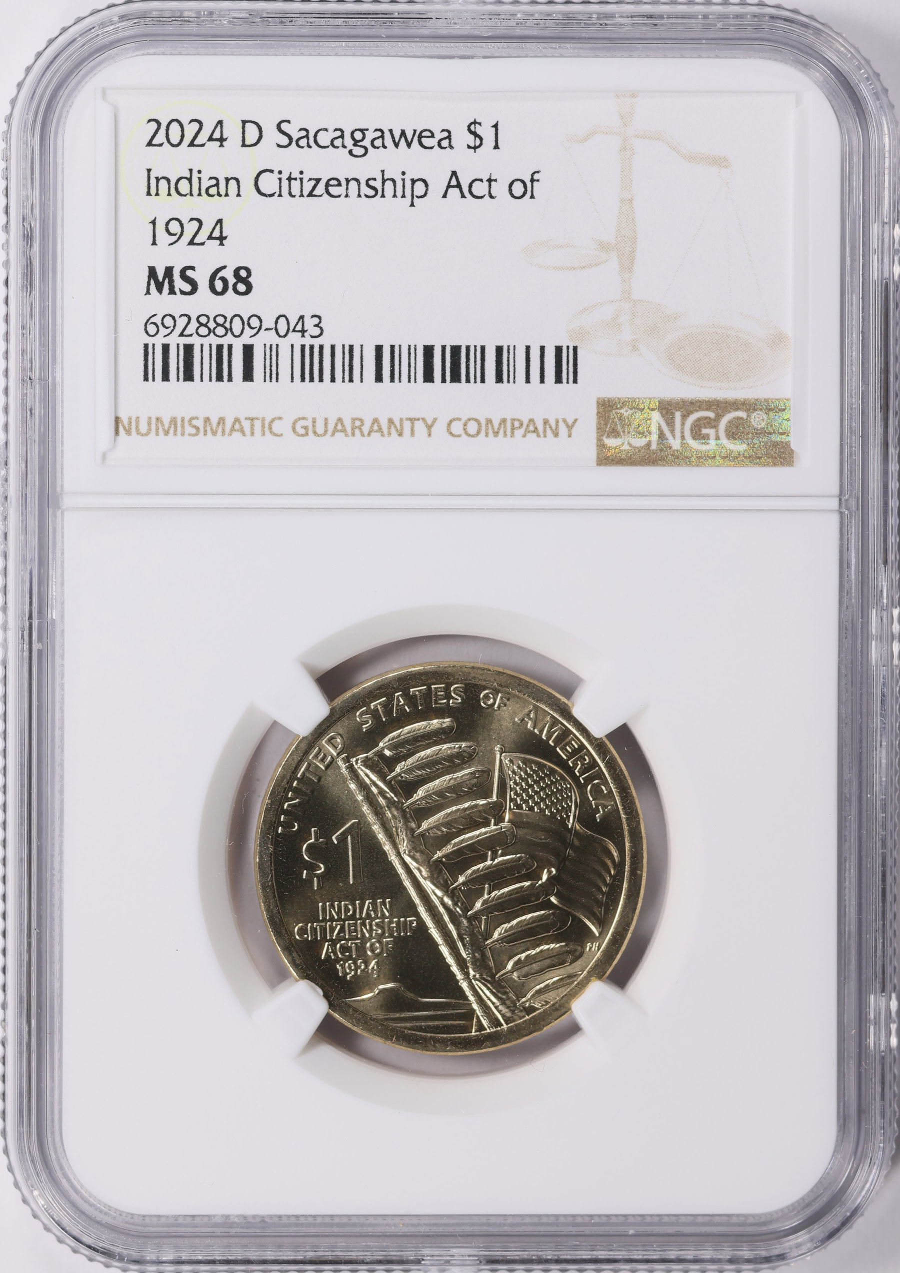 2024-D Sacagawea Dollar Native American NGC MS-68 | NGC Cert #6928809-043 | GreatCollections ...
