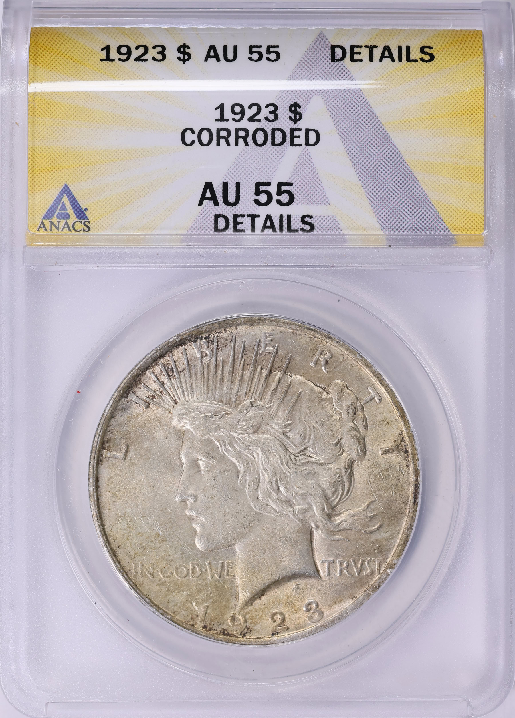 1923 Peace Silver Dollar ANACS AU-55 Details (Item 1823023) | GreatCollections Coin Auctions