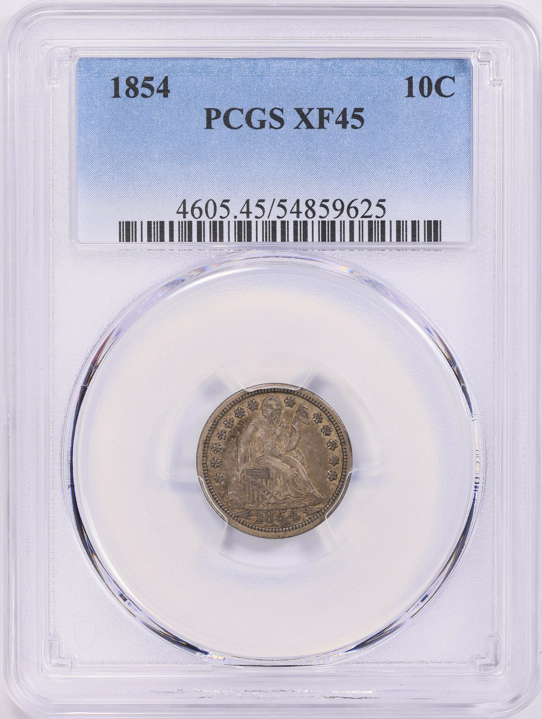 1854 Seated Liberty Dime Arrows PCGS XF-45 (Item 1823043) | GreatCollections Coin Auctions