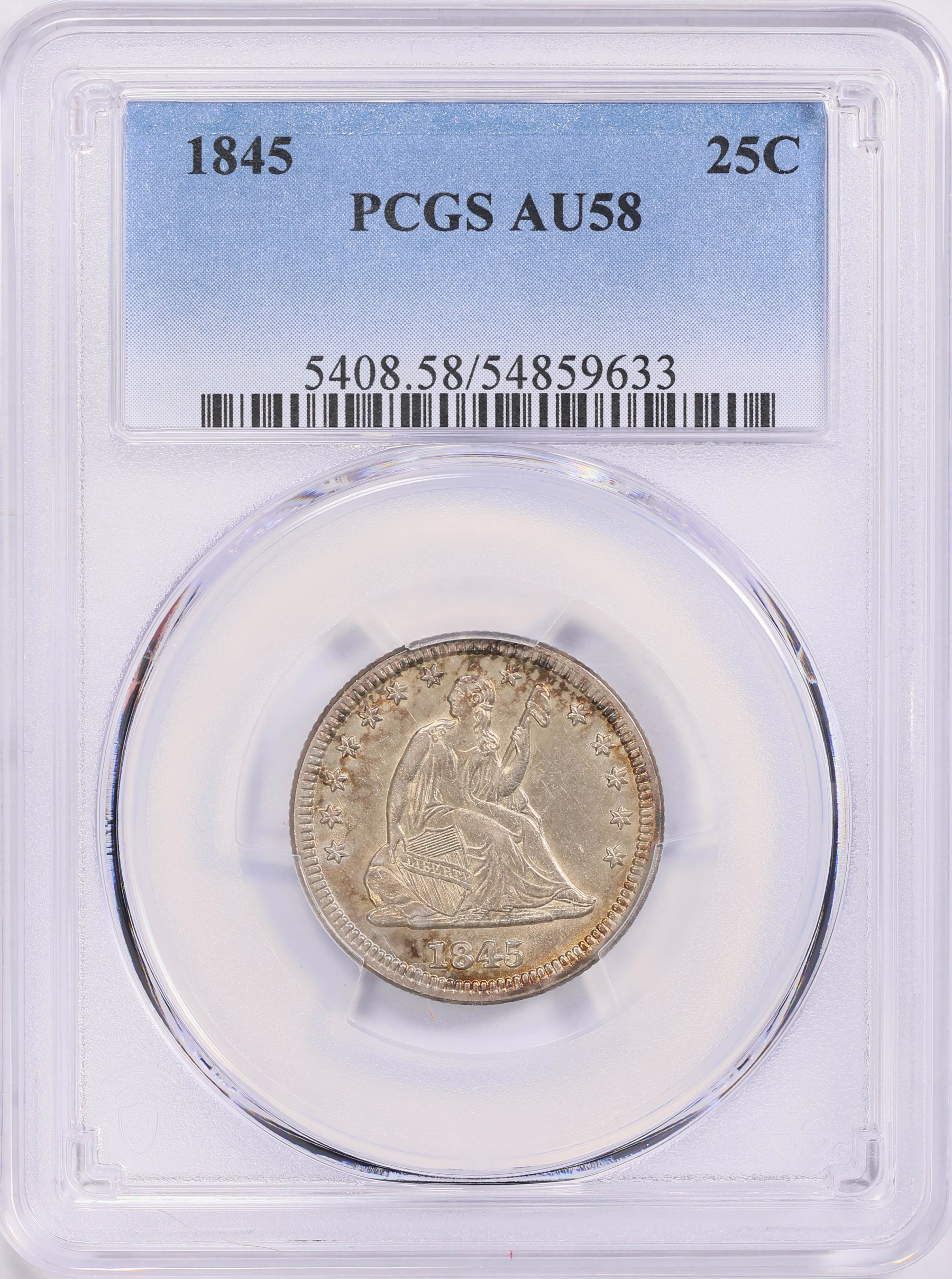 1845 Seated Liberty Quarter PCGS AU-58 (Toned) (Item 1823051 ...