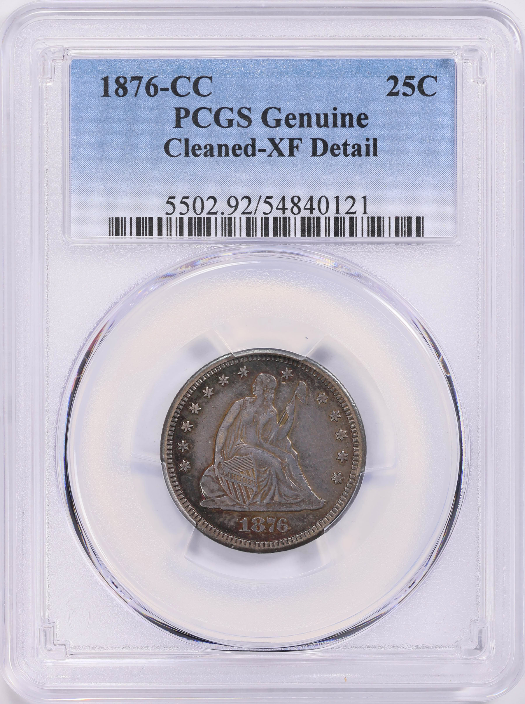 1876-CC Seated Liberty Quarter PCGS Genuine XF Details (Item 1823074) | GreatCollections Coin ...