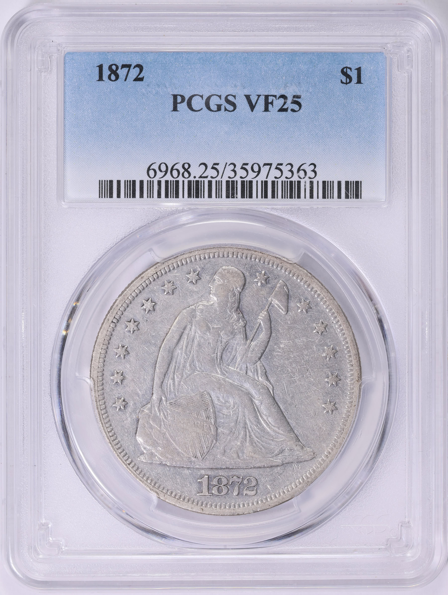 1872 Seated Liberty Silver Dollar PCGS VF-25 (Item 1823138) | GreatCollections Coin Auctions