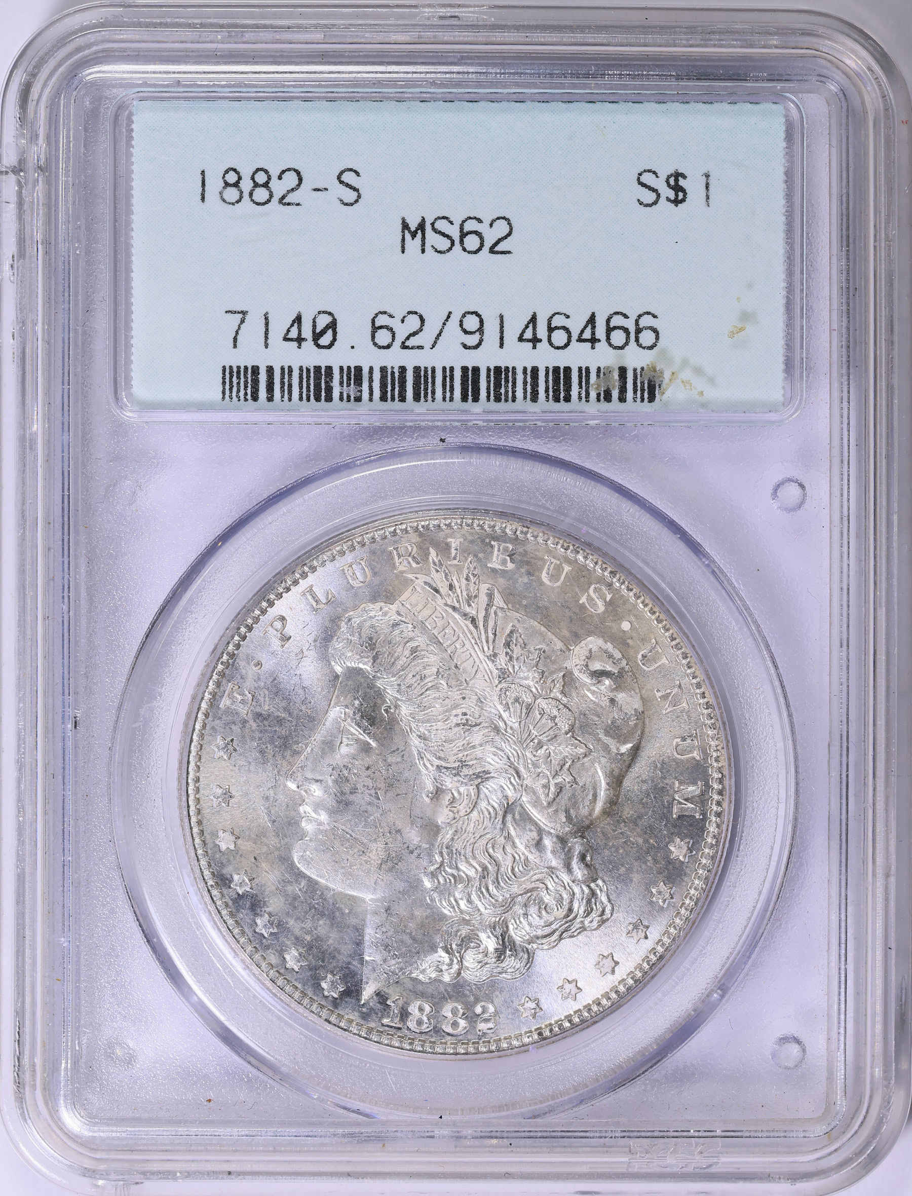 1882-S Morgan Silver Dollar PCGS MS-62 OGH (2nd Gen) (Item 1823277) | GreatCollections Coin Auctions