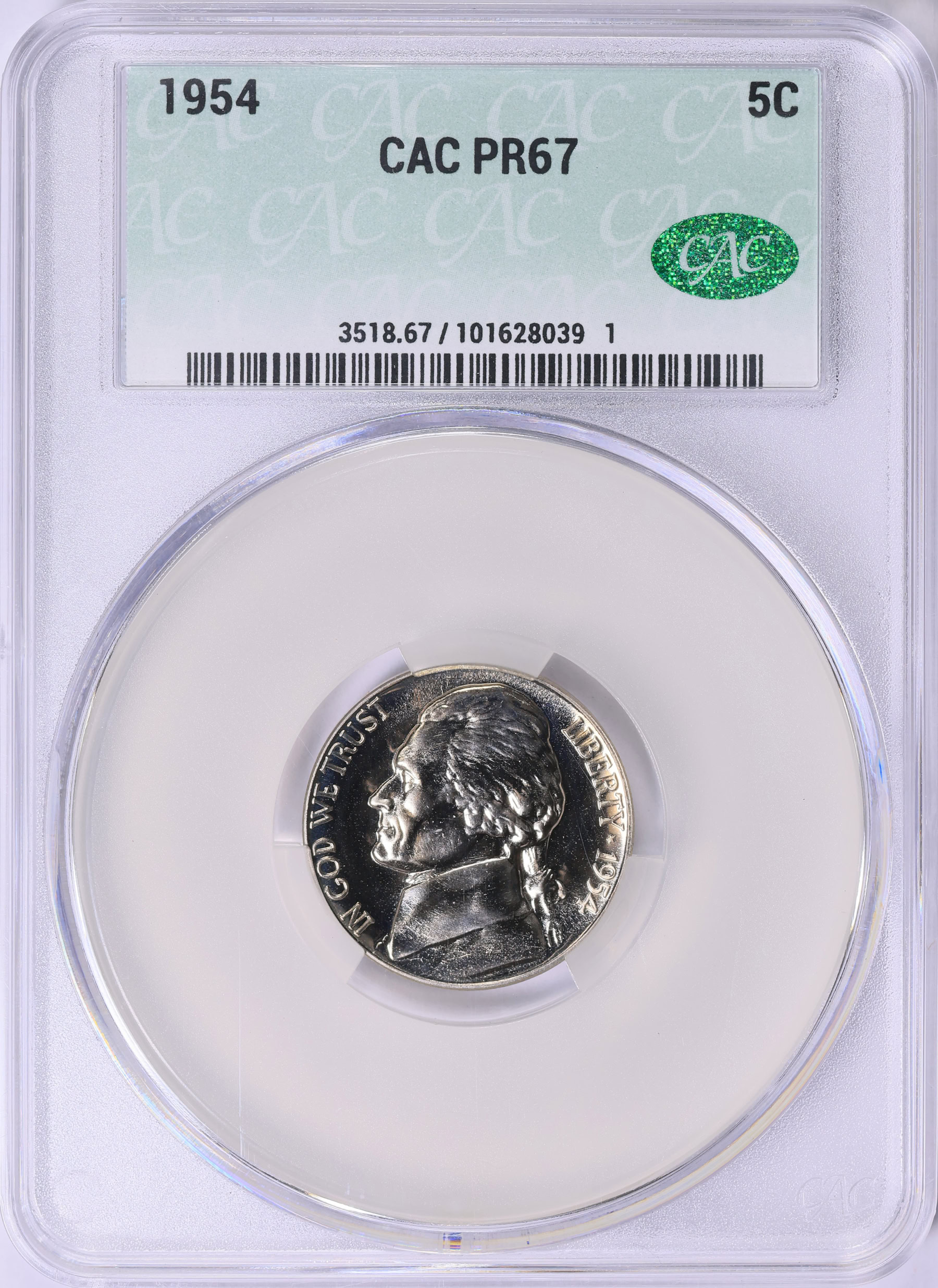1954 Jefferson Nickel CACG Proof-67 (Item 1823303) | GreatCollections Coin Auctions