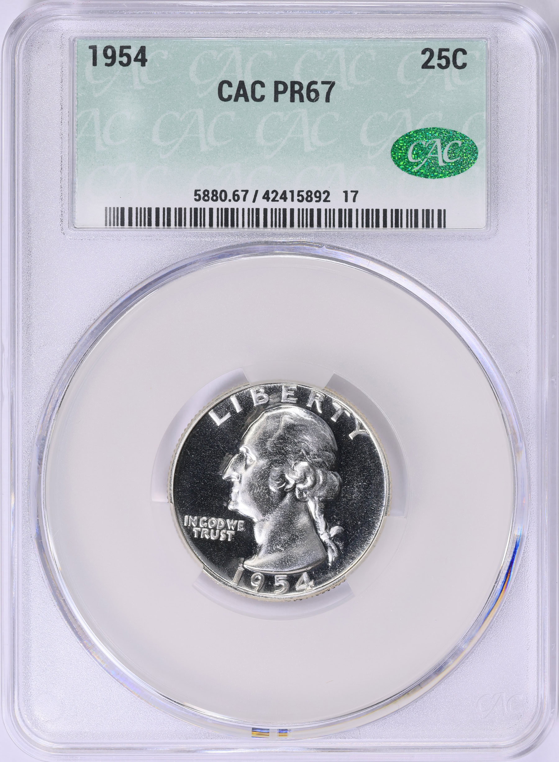 1954 Washington Quarter CACG Proof-67 (Item 1823326) | GreatCollections Coin Auctions