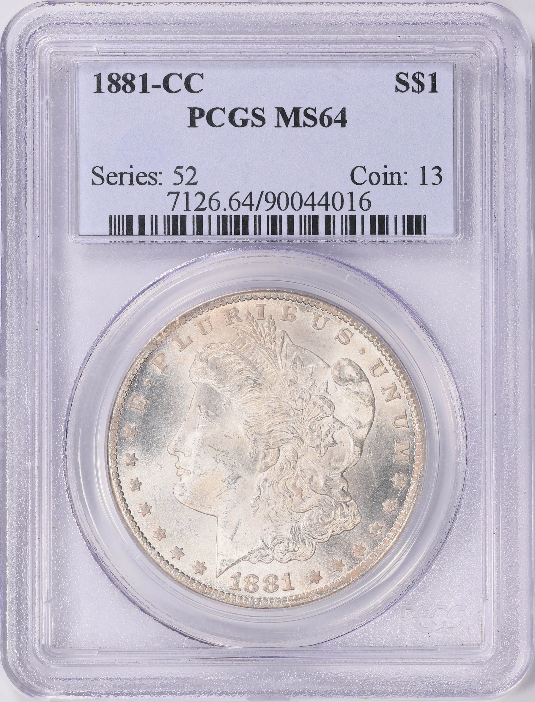1881-CC Morgan Silver Dollar PCGS MS-64 (Item 1823451) | GreatCollections Coin Auctions
