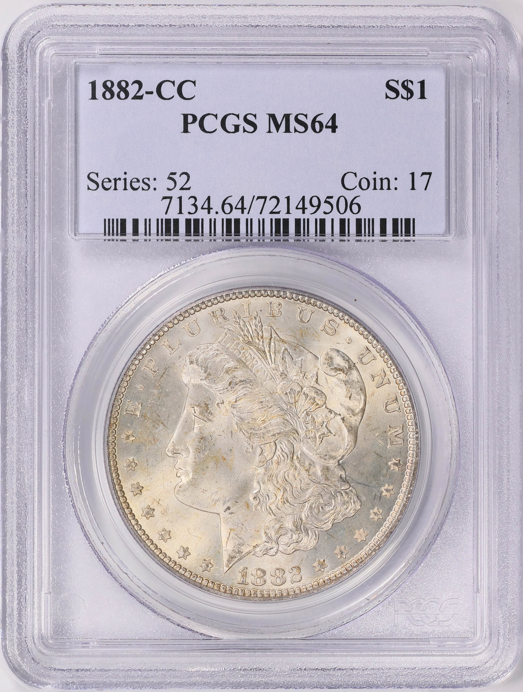 1882-CC Morgan Silver Dollar PCGS MS-64 (Item 1823455) | GreatCollections Coin Auctions