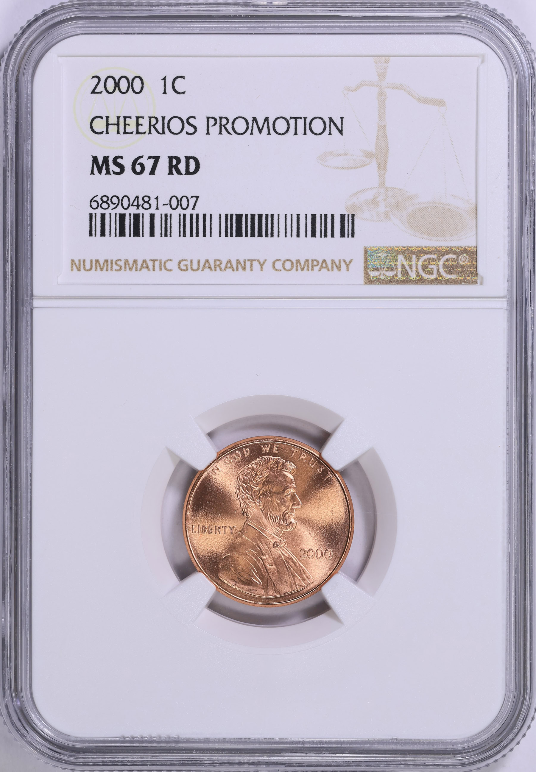 2000 Lincoln Cent From Cheerios Promotion NGC MS-67 RD (Item 1823510 ...