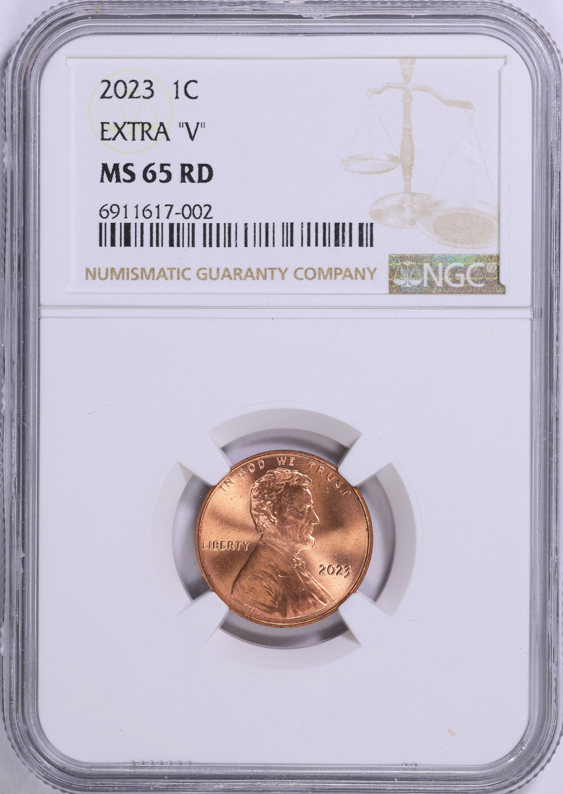 2023 Lincoln Cent Shield Extra V NGC MS-65 RD | NGC Cert #6911617-002 ...