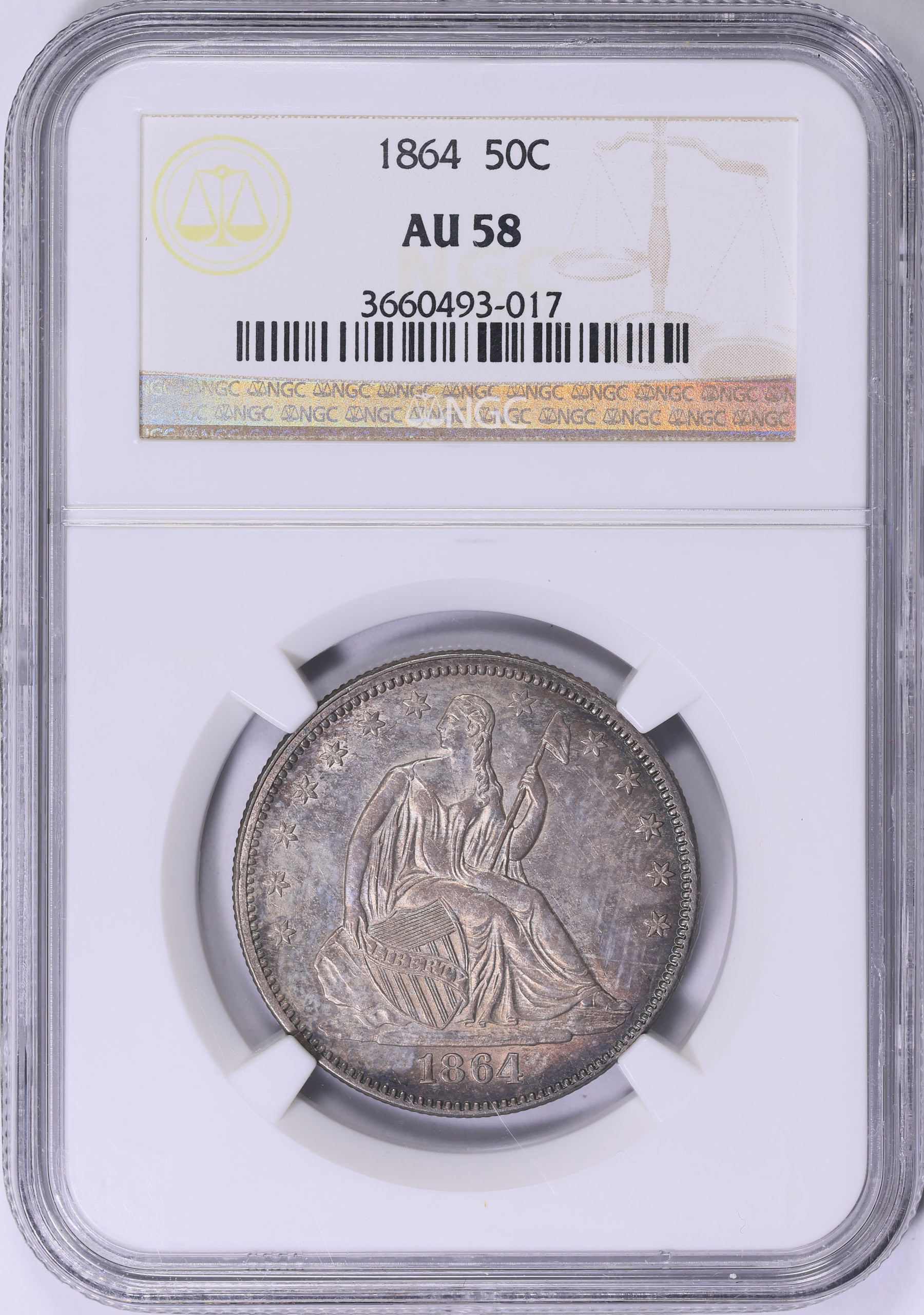 1864 Seated Liberty Half Dollar NGC AU-58 (Toned) (Item 1823543) | GreatCollections Coin Auctions