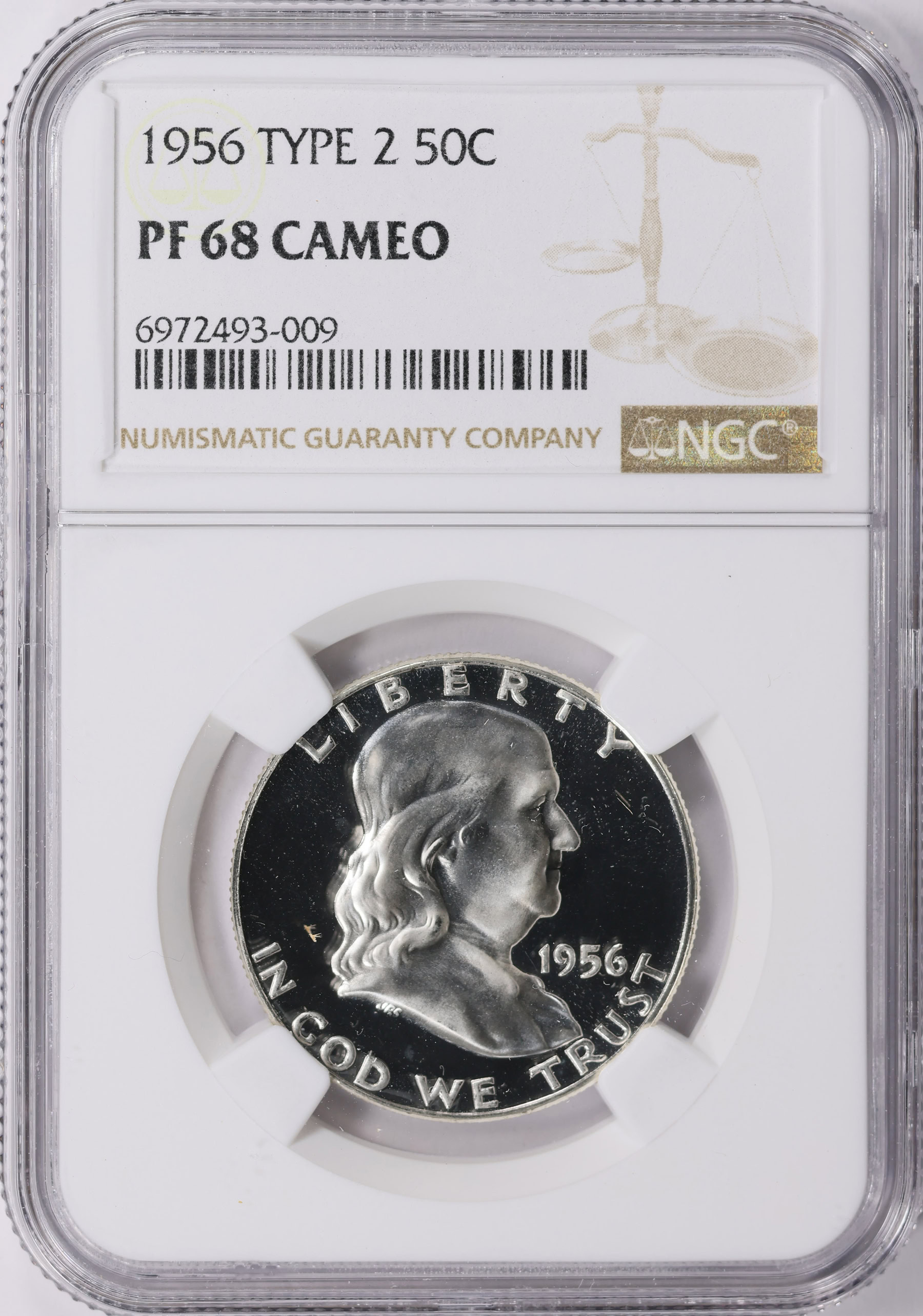 1956 Franklin Half Dollar Type 2 NGC Proof-68 CAMEO (Item 1823556) | GreatCollections Coin Auctions