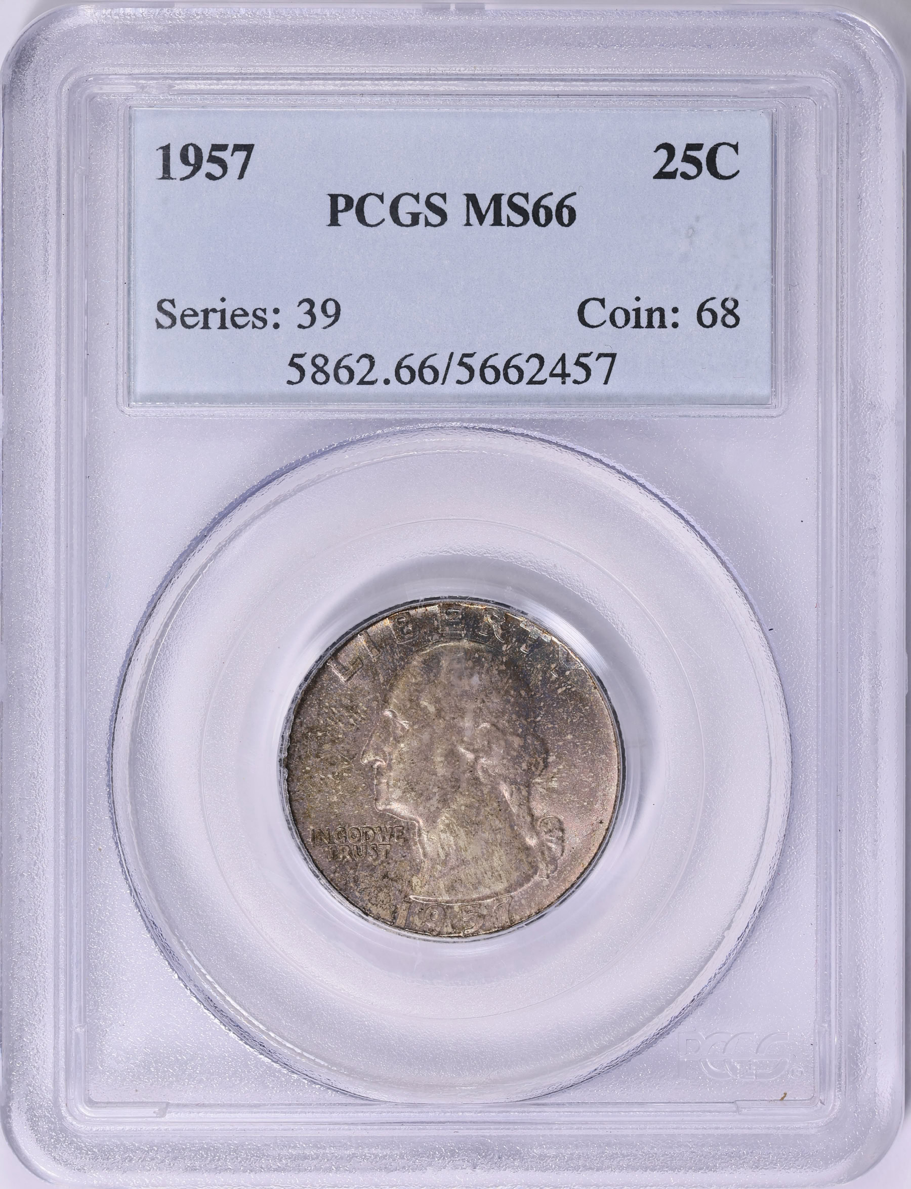1957 Washington Quarter PCGS MS-66 (VSS FS-901) (Toned) (Item 1823573) | GreatCollections Coin ...