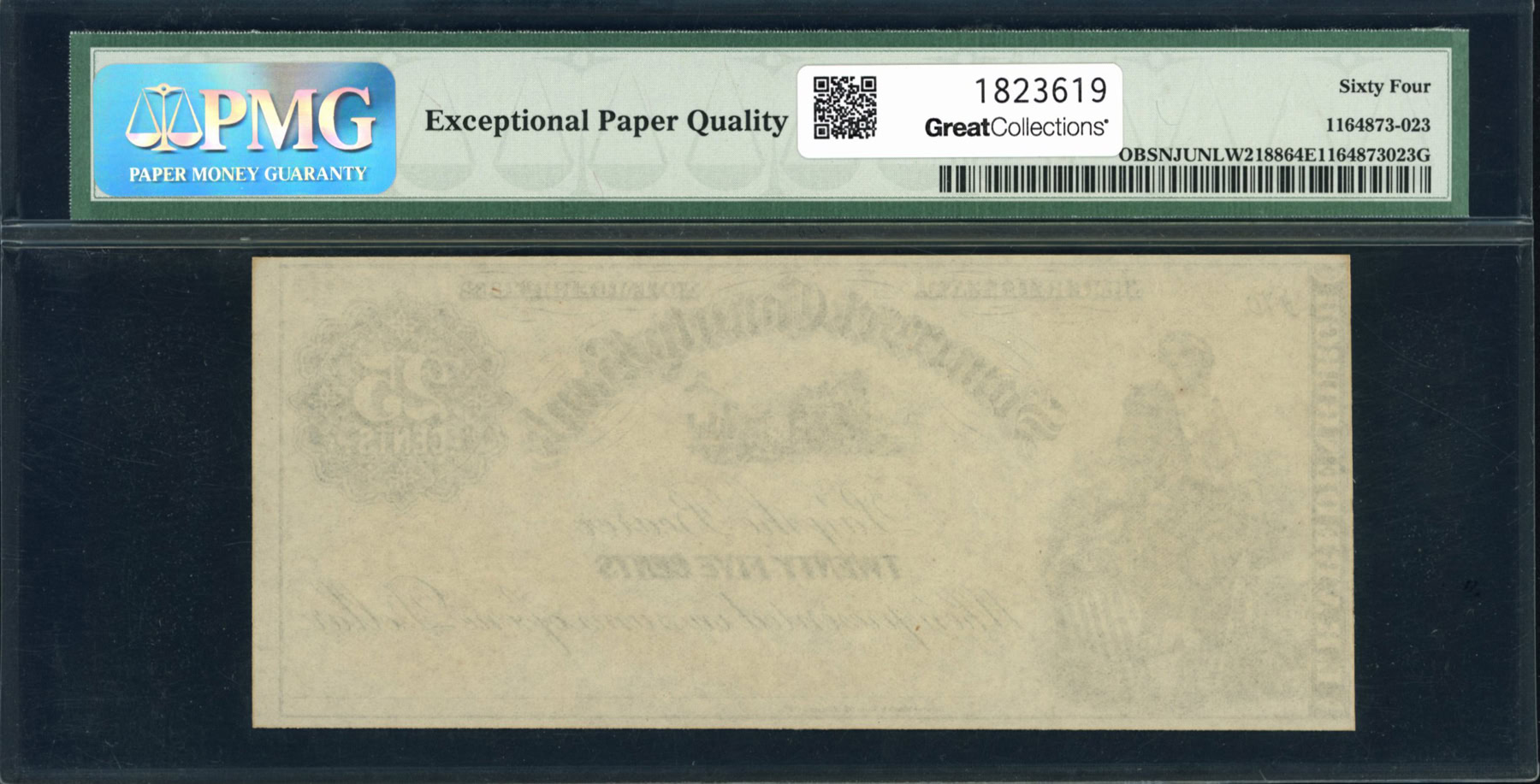 1862 Somerset, New Jersey Somerset County Bank 25 Cents Remainder Note ...