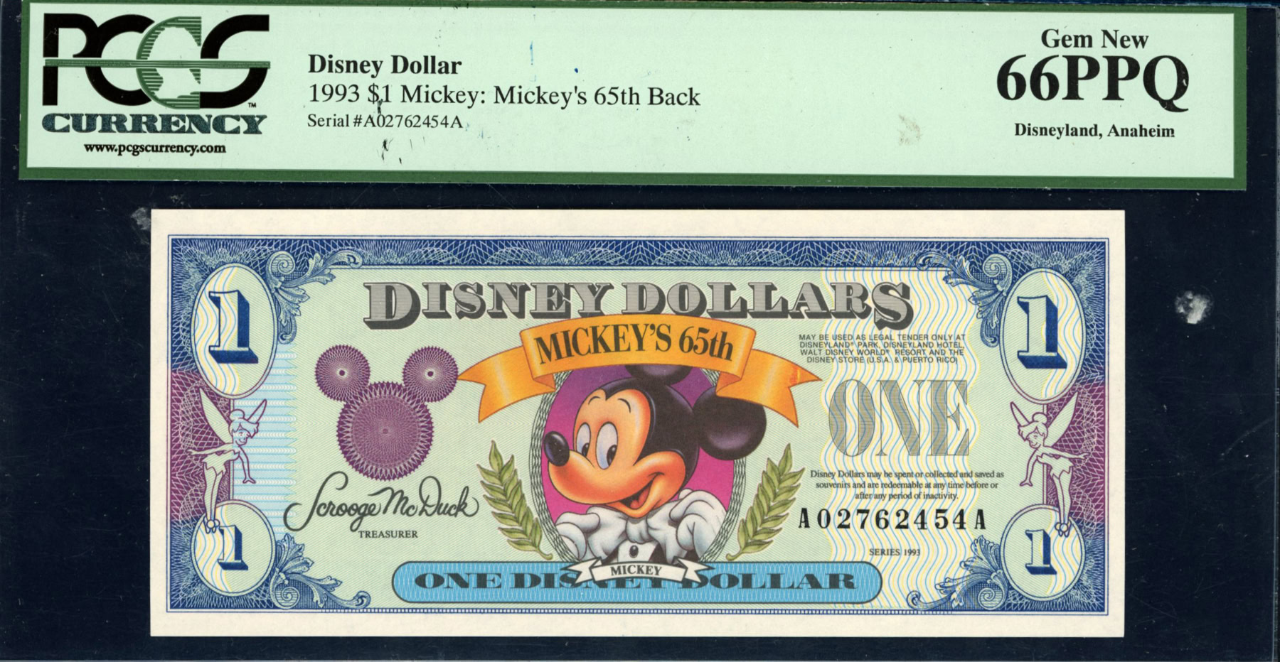 1993 Disneyland $1 Disney Dollar Note Mickey / Mickey Driving / Mickey ...
