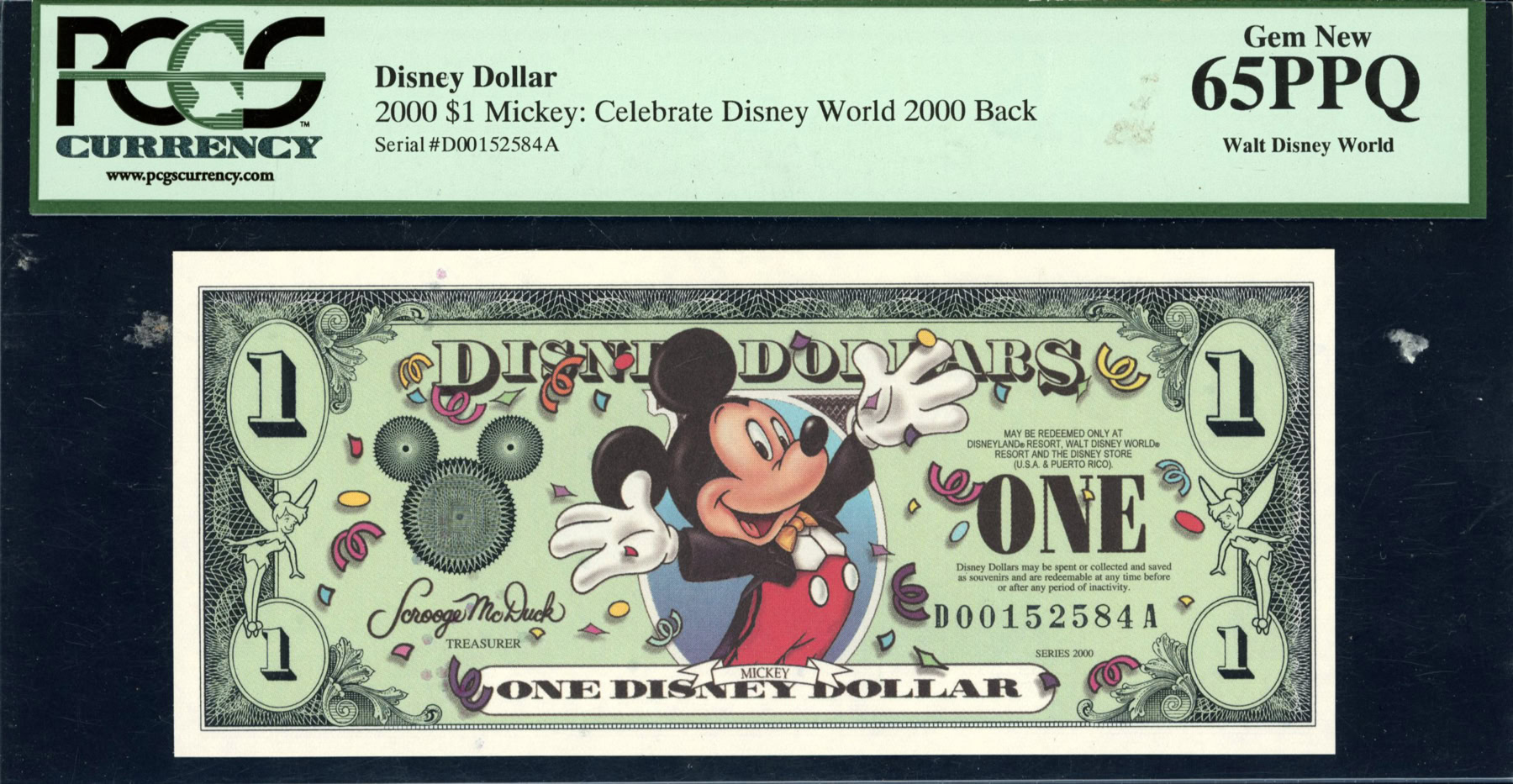 2000 Disney World $1 Disney Dollar Note Mickey / Epcot Center ...