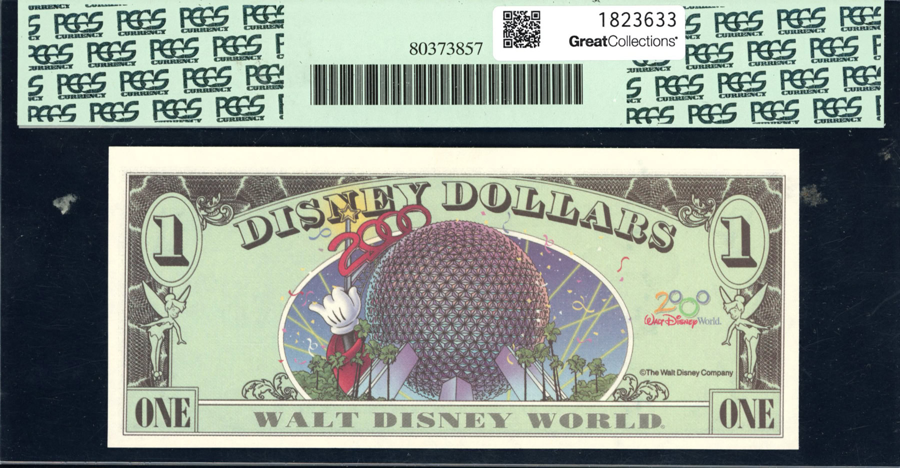 2000 Disney World $1 Disney Dollar Note Mickey / Epcot Center ...