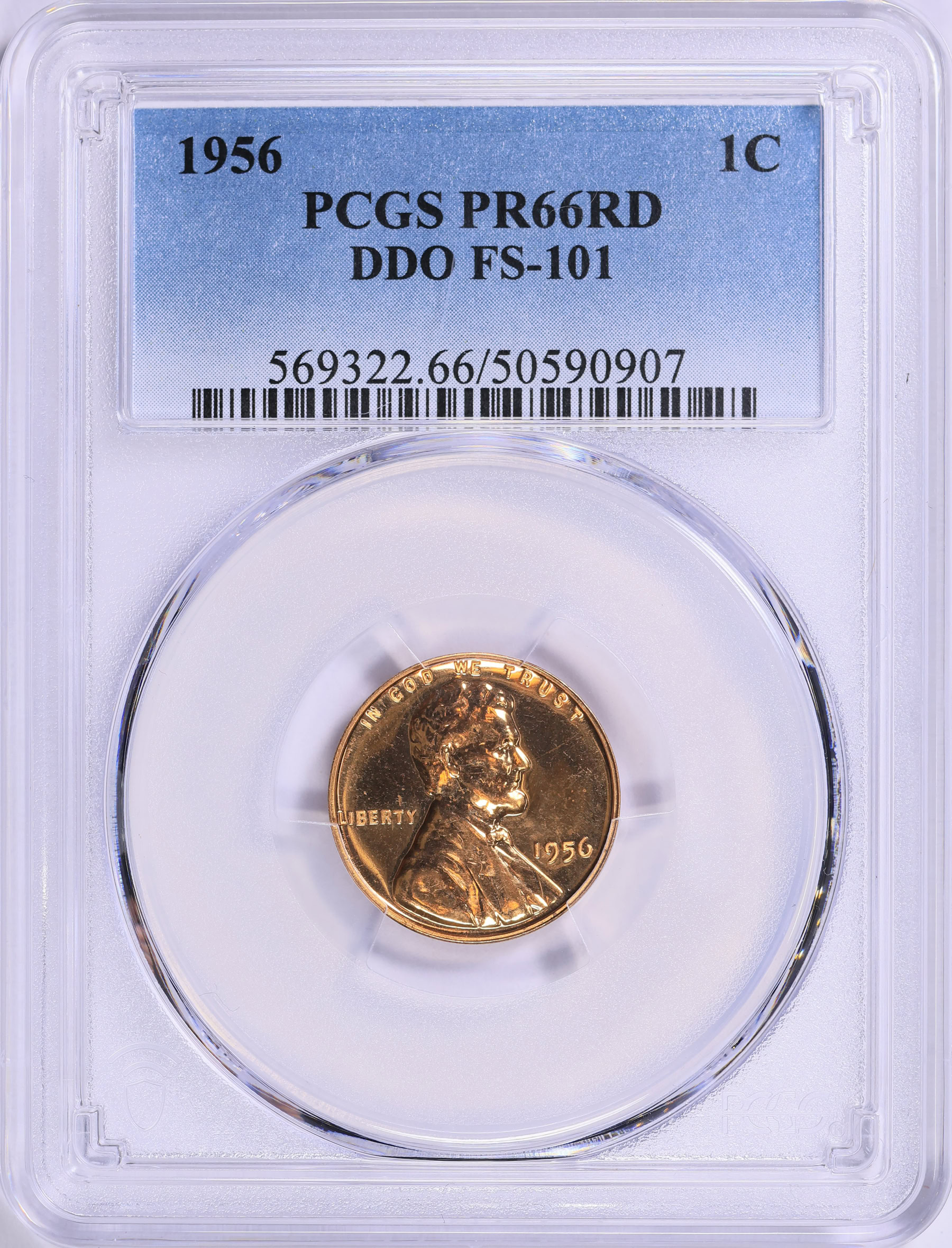 1956 Lincoln Cent Doubled Die Obverse FS-101 PCGS Proof-66 RD (Item 1823641) | GreatCollections ...