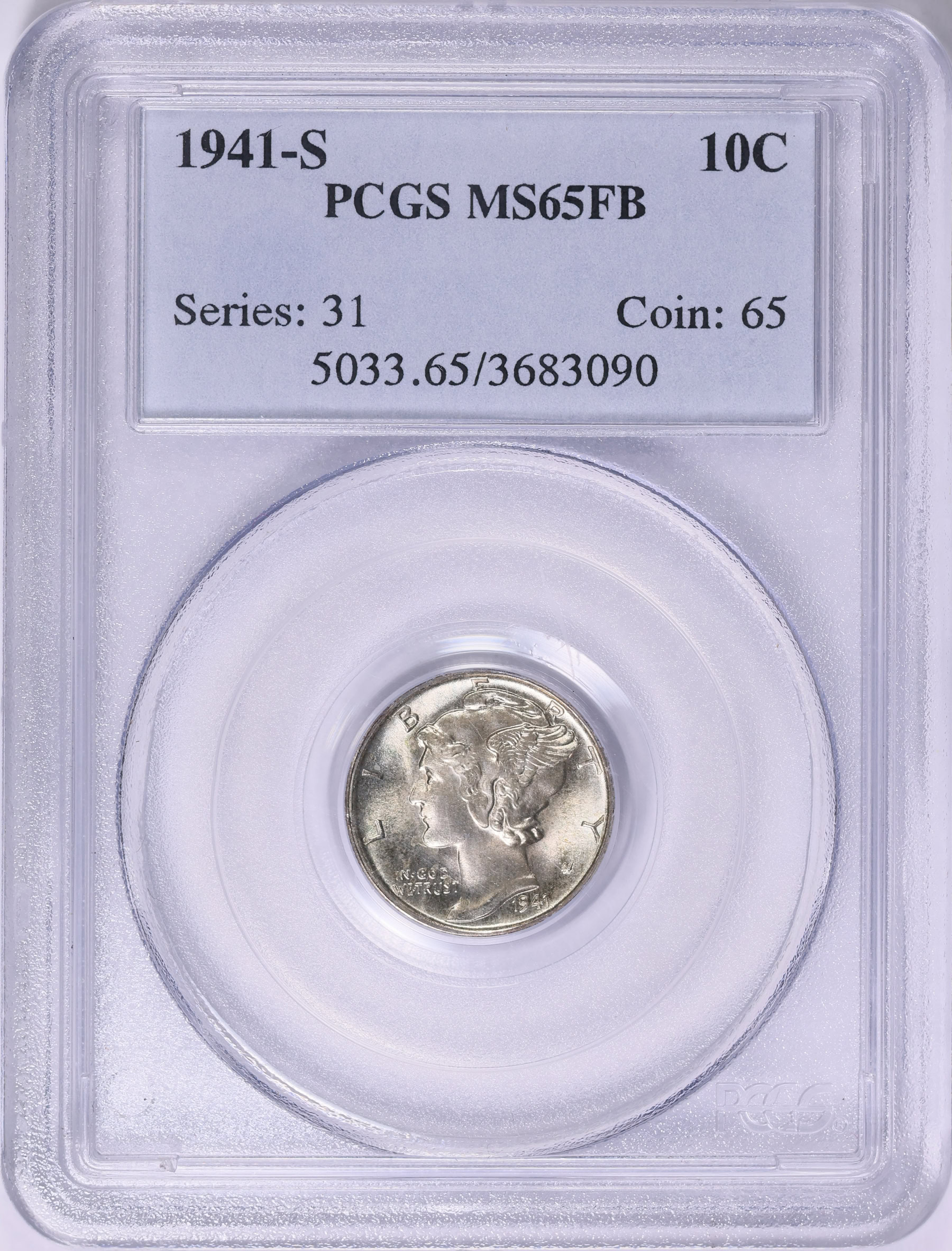 1941-S Mercury Dime PCGS MS-65 FB (Toned) (Item 1823654) | GreatCollections Coin Auctions