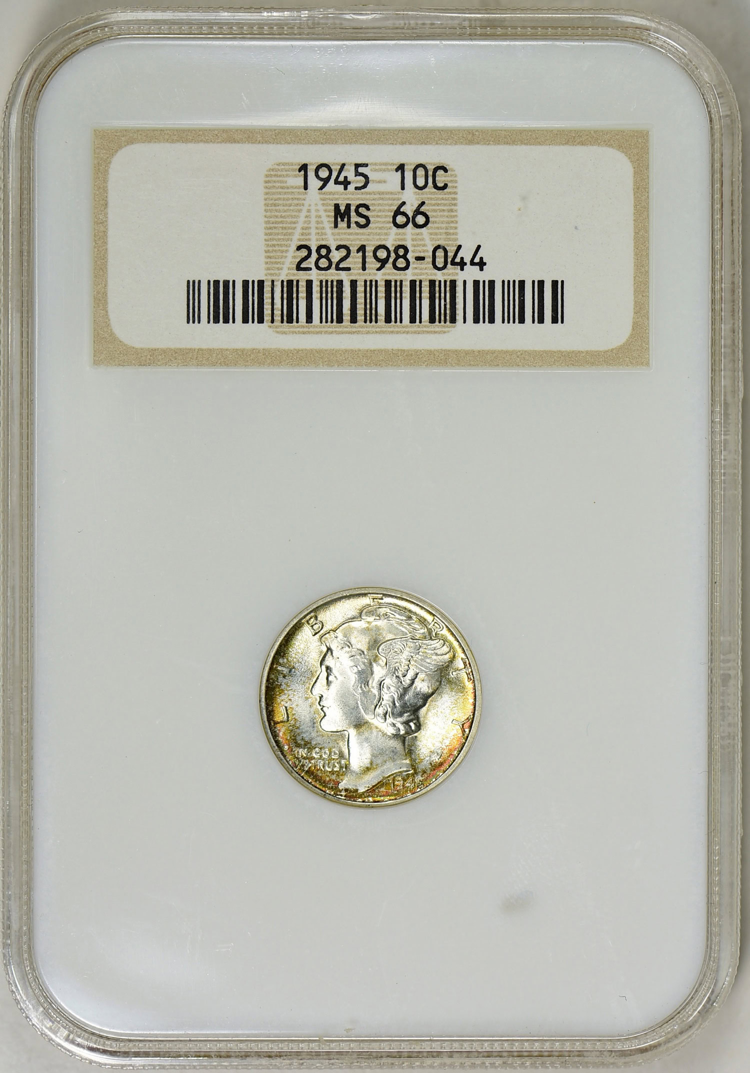 1945 Mercury Dime NGC MS-66 OH (Toned) (Item 1823675) | GreatCollections Coin Auctions