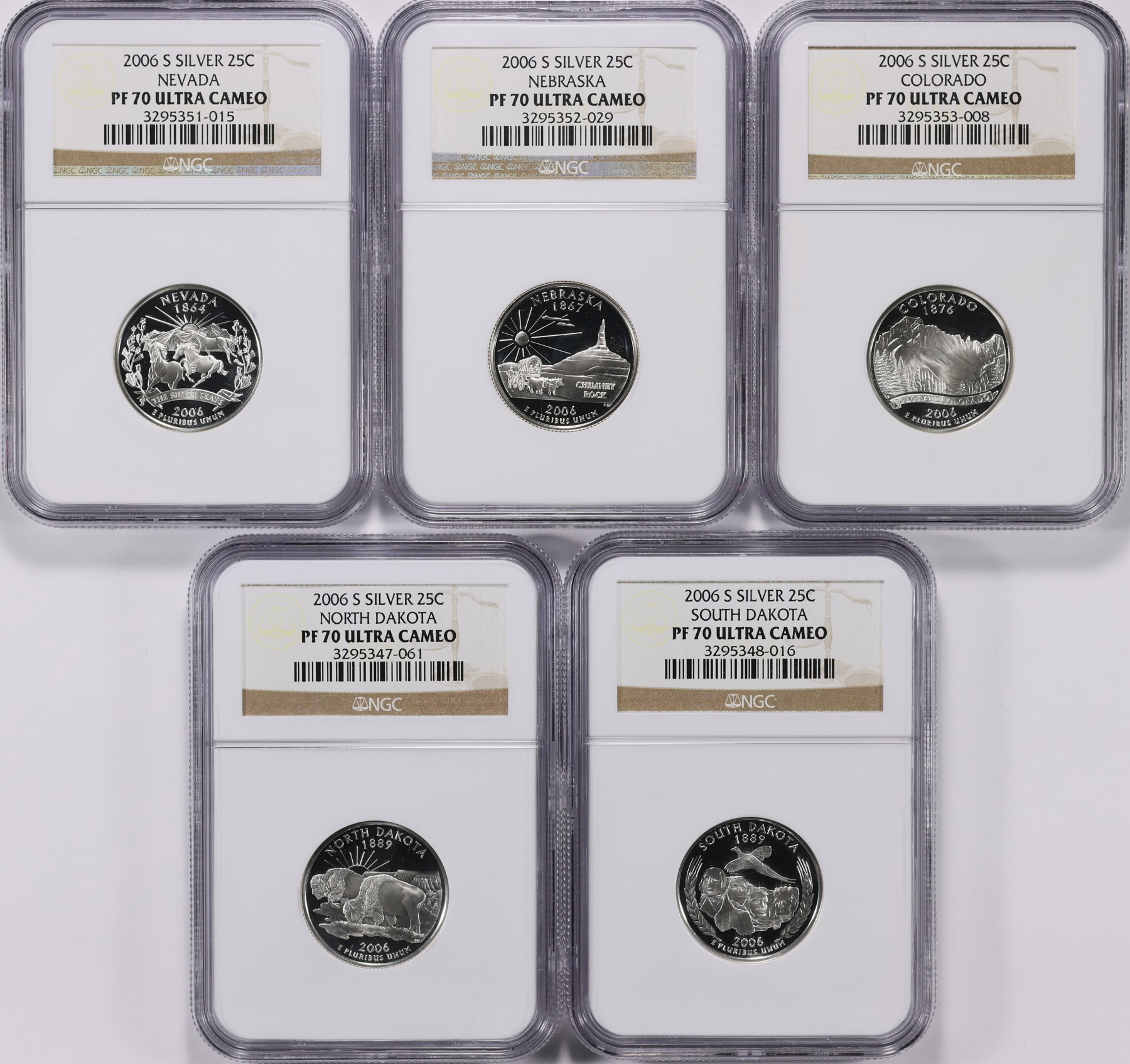 2006-S 50 State Quarters Set Silver NGC Proof-70 UC (5 Coins) (Item ...