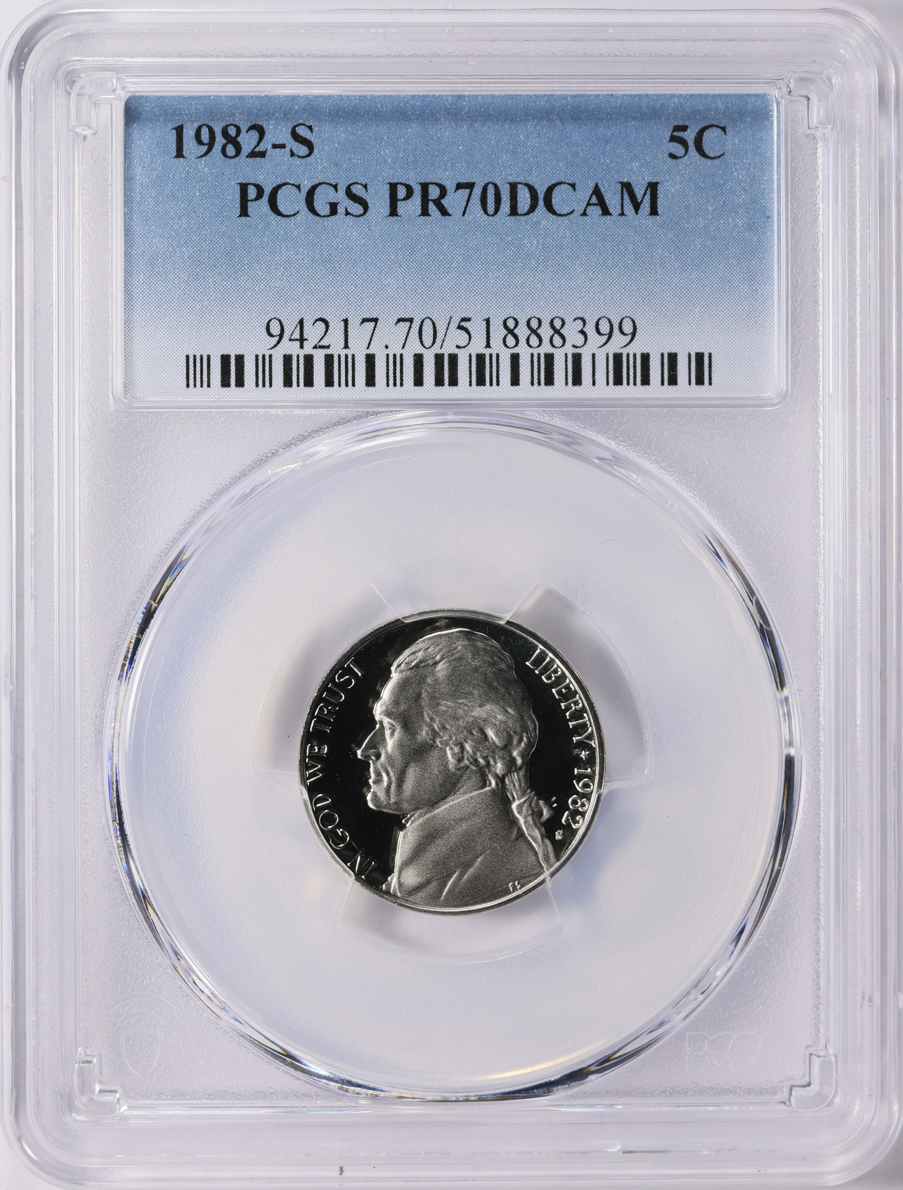 1982-S Jefferson Nickel PCGS Proof-70 DCAM (Item 1823725 ...