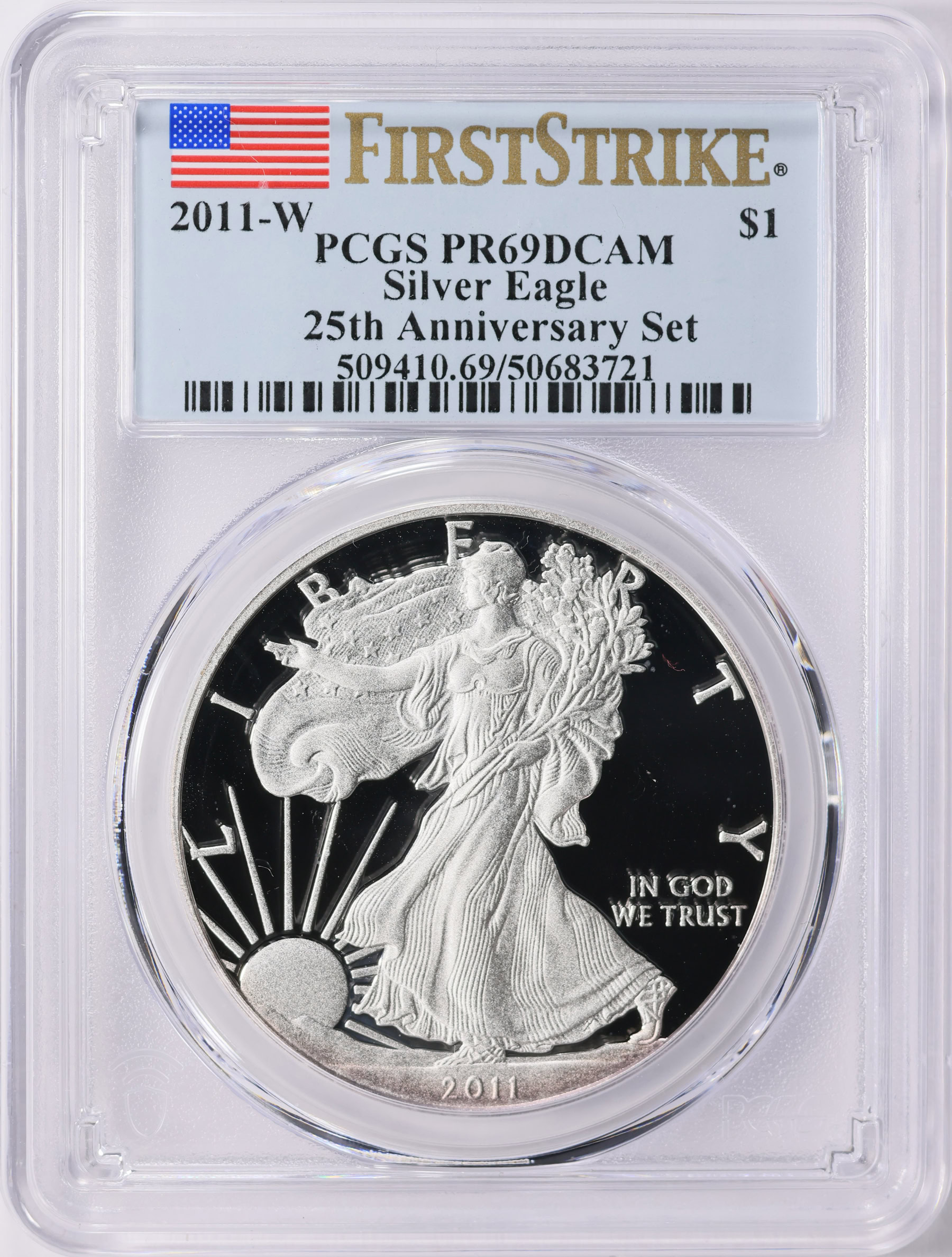2011-W $1 Silver Eagle 25th Anniversary First Strike PCGS Proof-69 DCAM (Item 1823740 ...