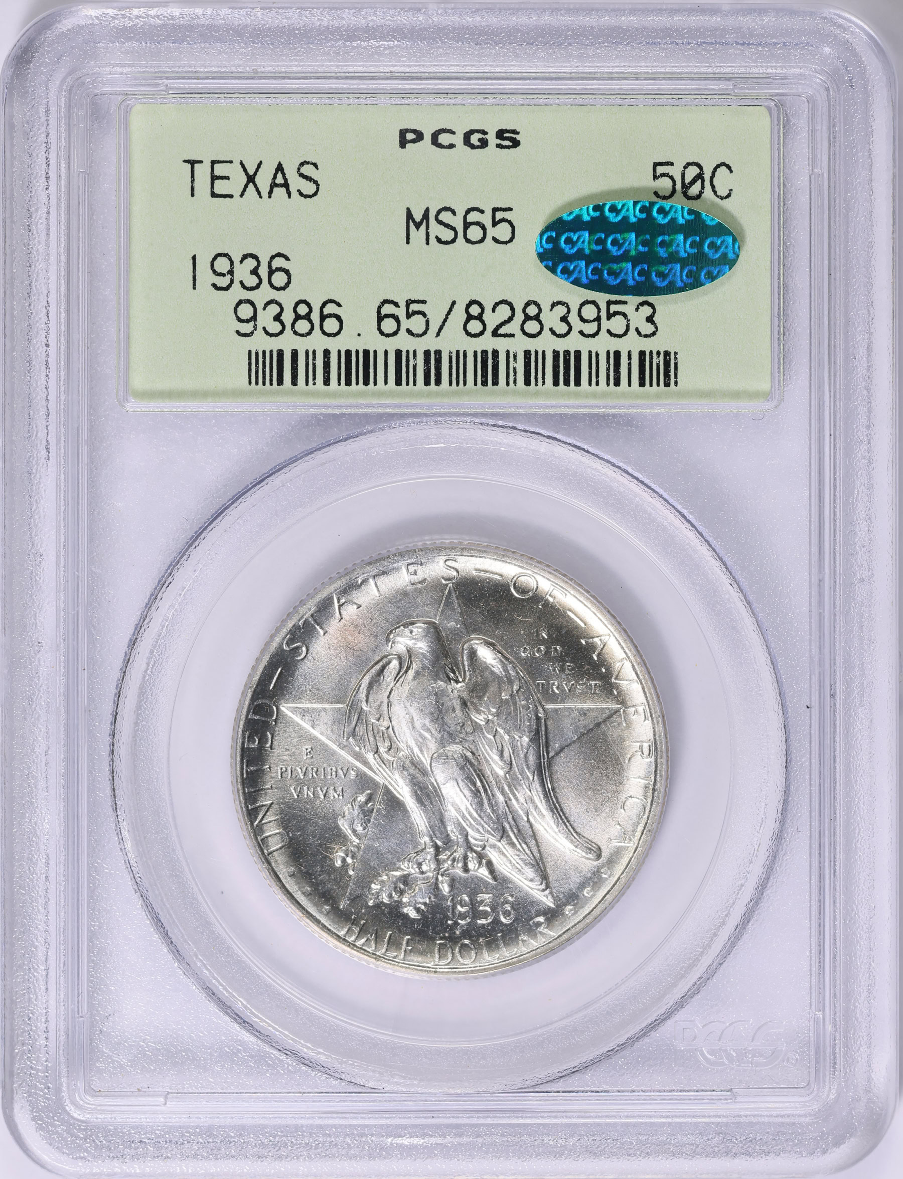 1936 Texas Centennial Half Dollar PCGS MS-65 (CAC Green) OGH (Item ...