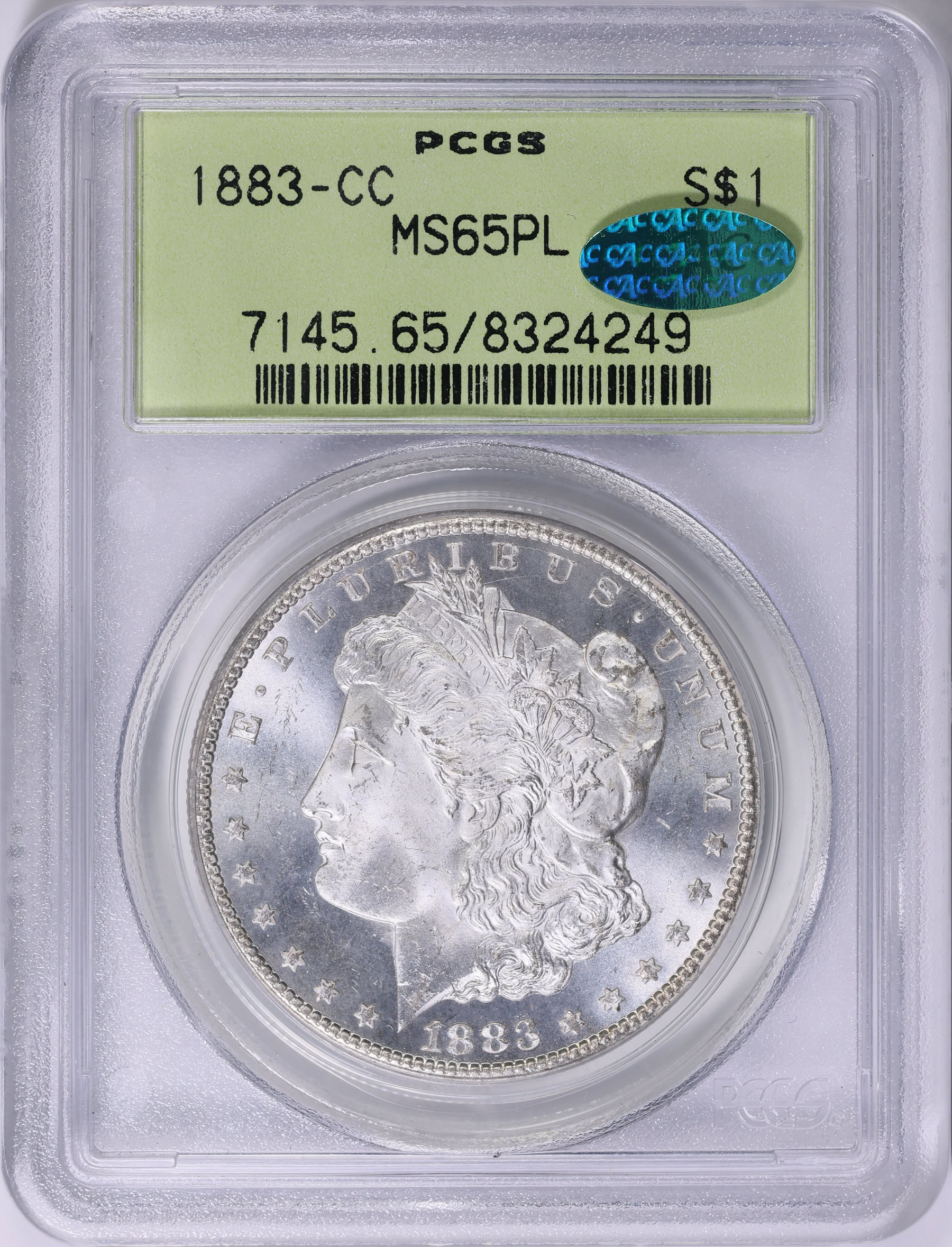 1883-CC Morgan Silver Dollar PCGS MS-65 PL (CAC Green) OGH (Item 1823793) | GreatCollections ...