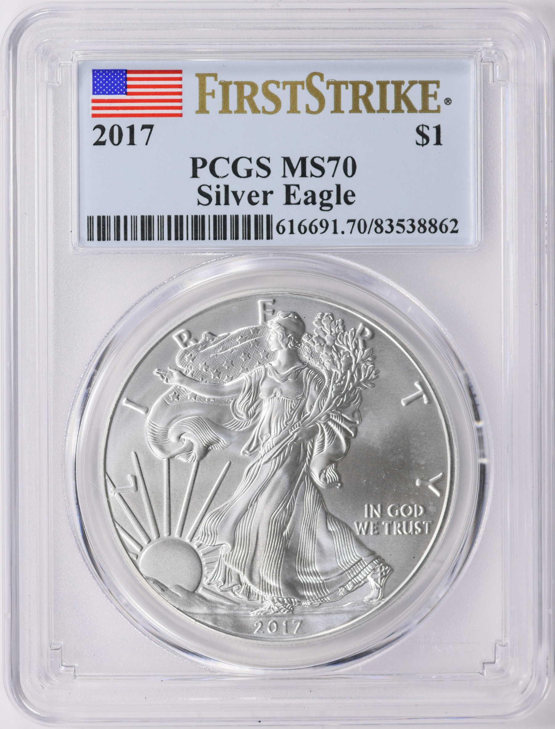 2017 $1 Silver Eagle First Strike PCGS MS-70 (Item 1823862) | GreatCollections Coin Auctions