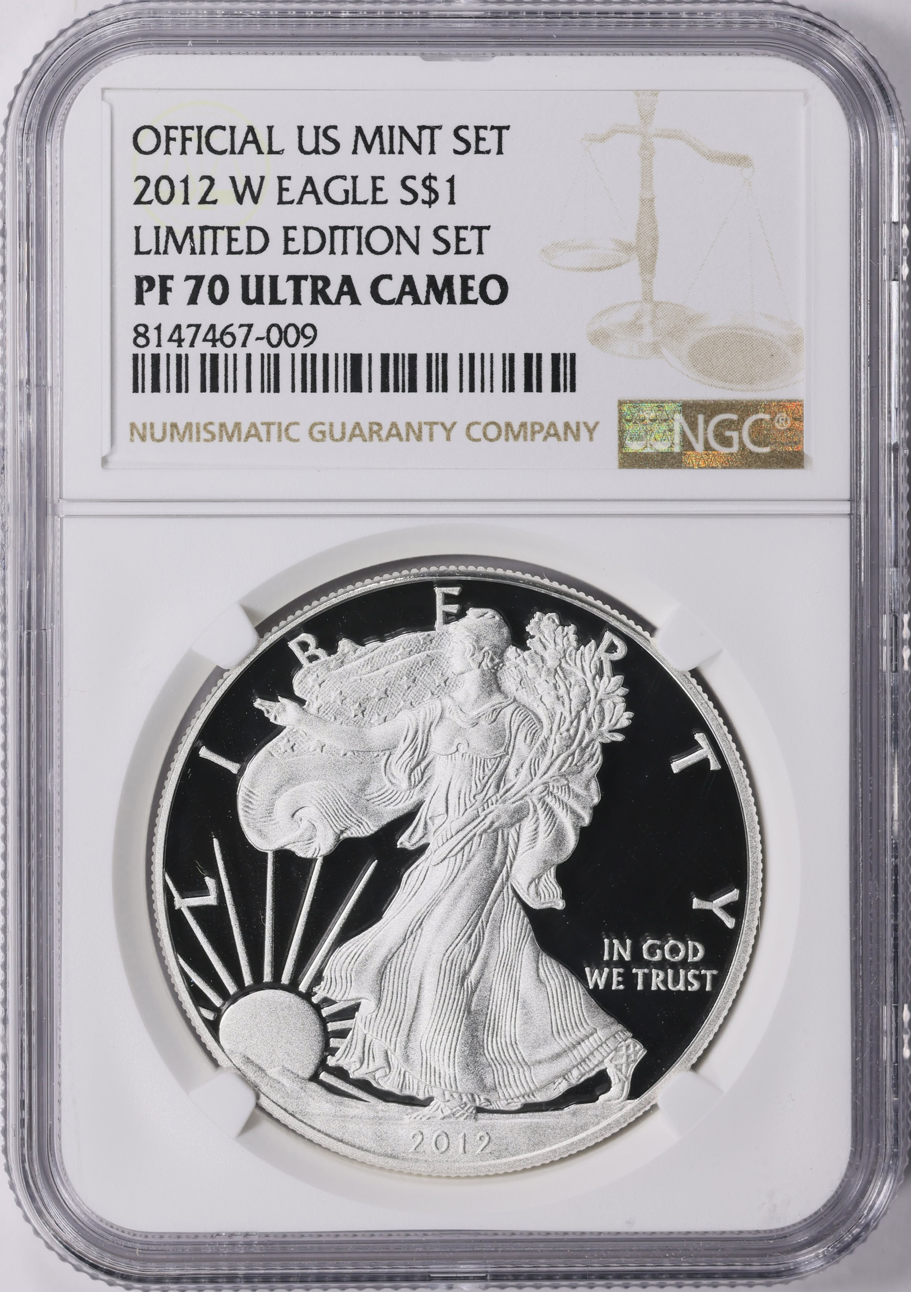 2012-W $1 Silver Eagle (From Limited Edition Proof Set) NGC Proof-70 UC ...