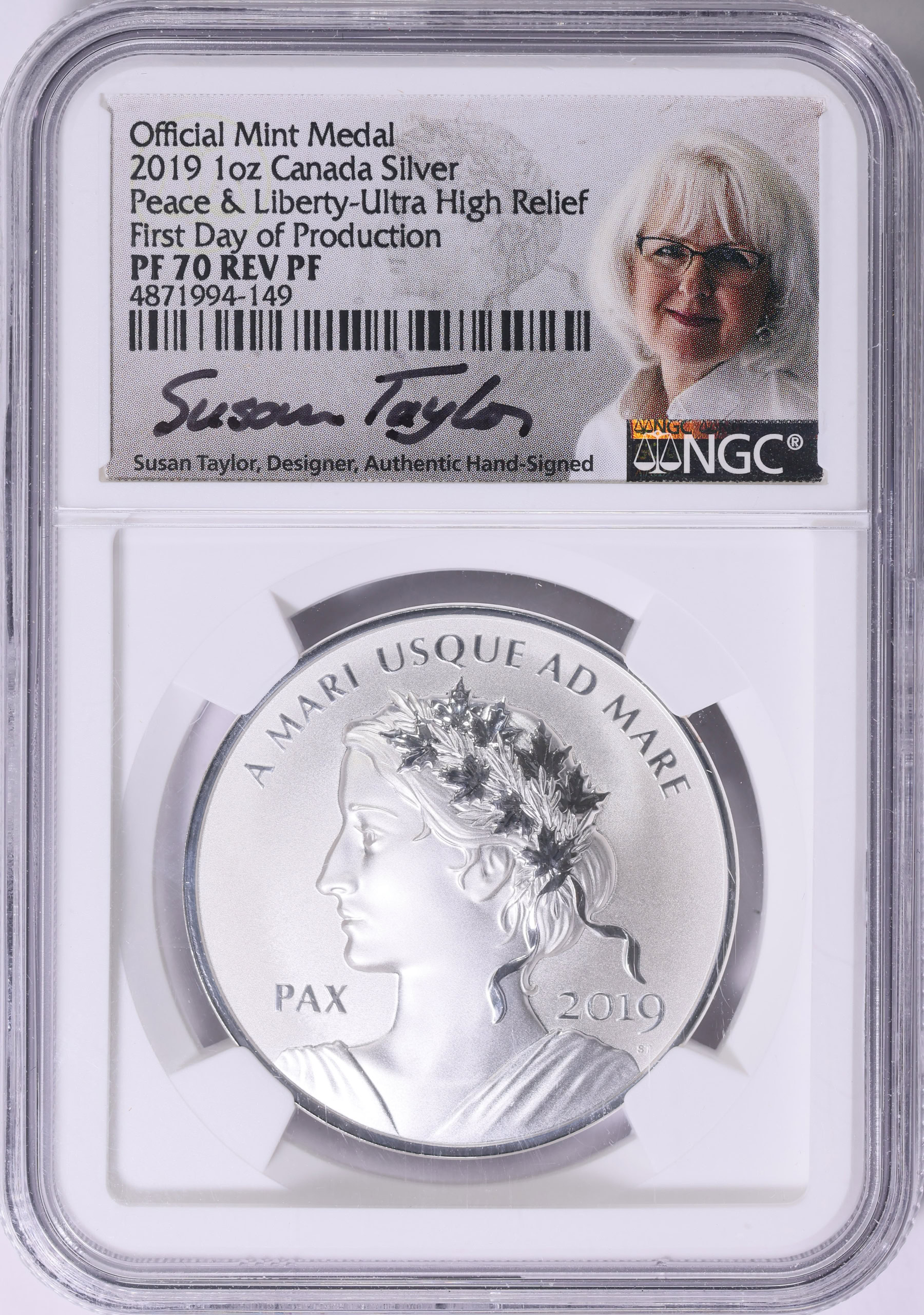 Canada 2019 Silver Peace & Liberty Ultra High Relief Reverse Proof ...