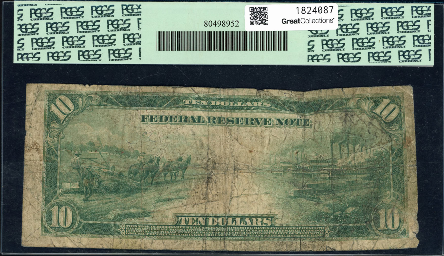 Fr. 907a 1914 $10 Boston Federal Reserve Note White / Mellon PCGS ...