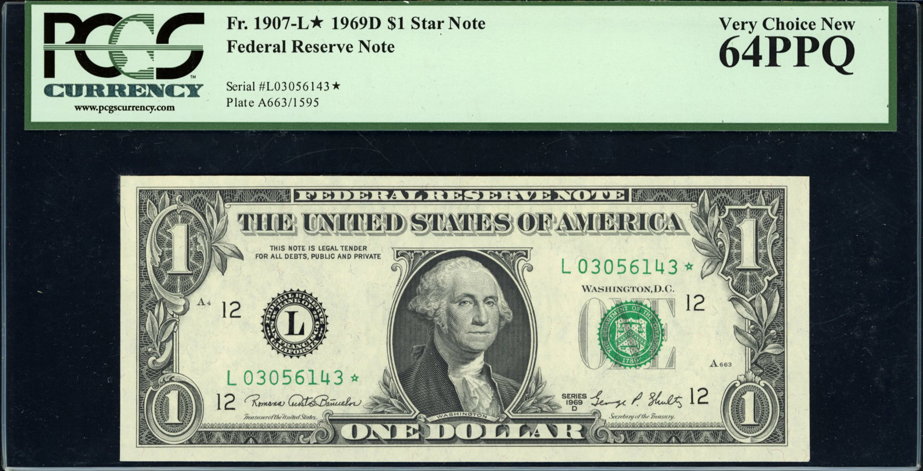 Fr. 1907-L* (L* Block) 1969D $1 San Francisco Federal Reserve Star Note ...