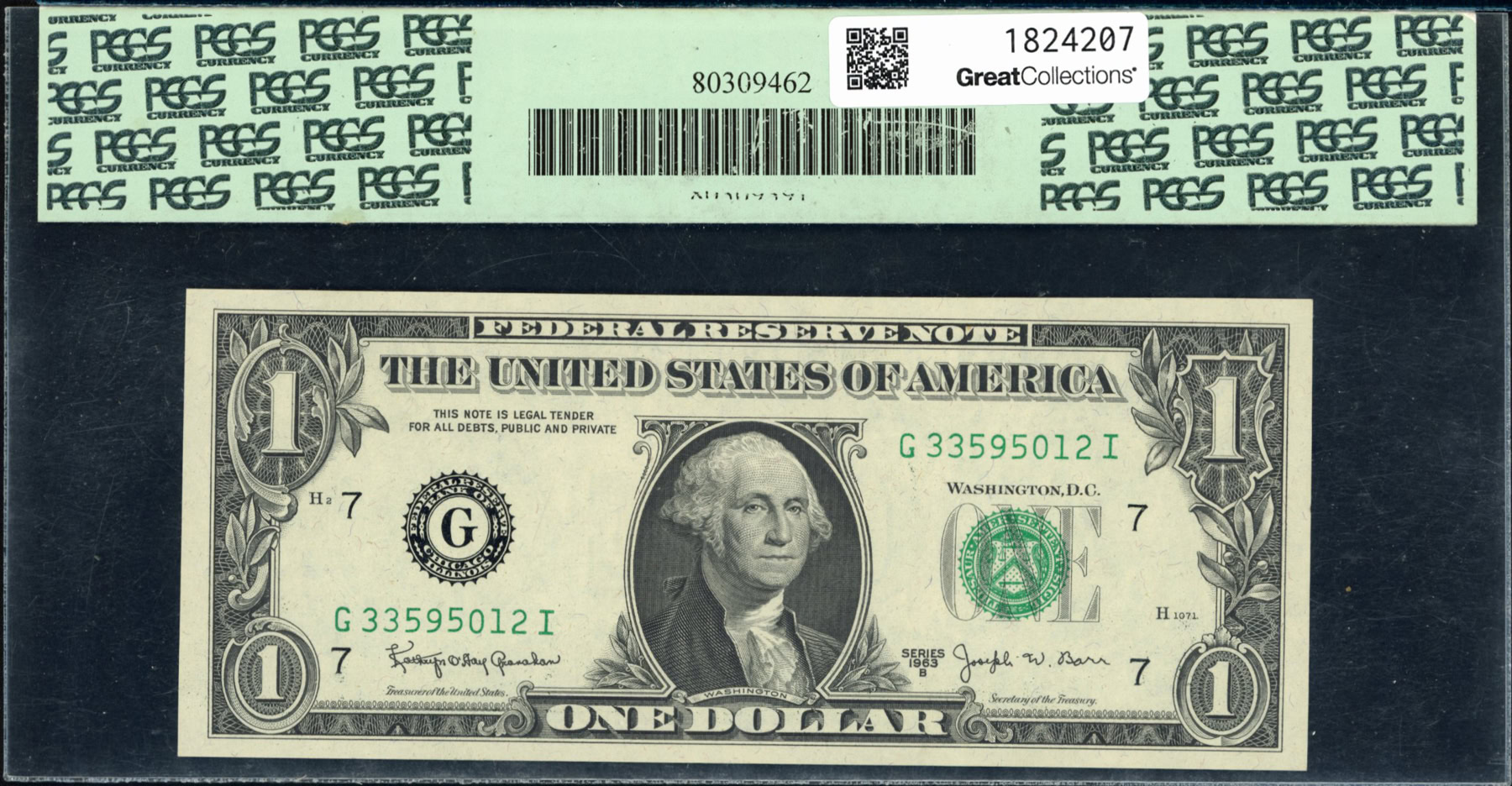Fr. 1902-G (GI Block) 1963B $1 Chicago Federal Reserve Error Note *Ink ...