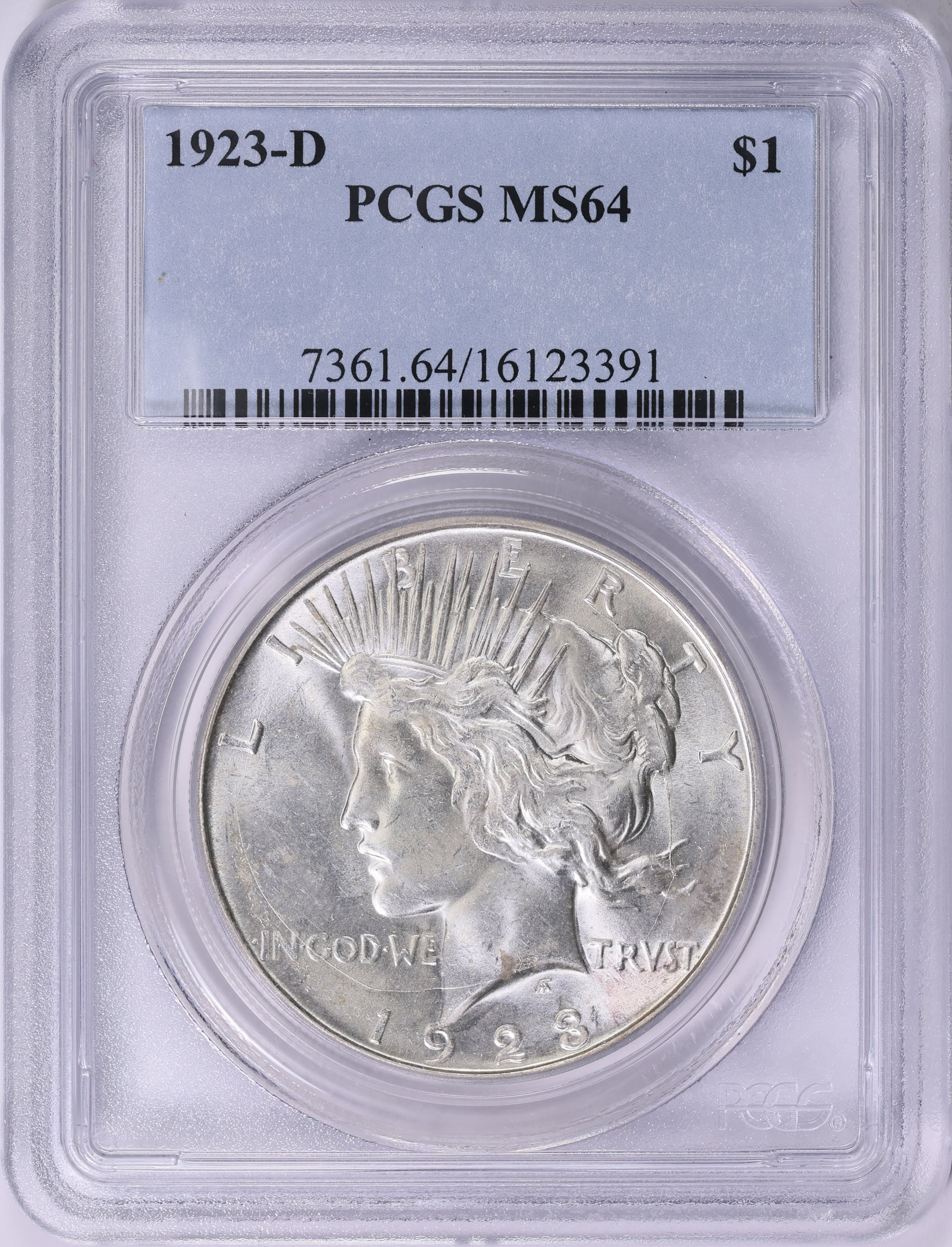 1923-D Peace Silver Dollar PCGS MS-64 (Item 1824256) | GreatCollections Coin Auctions