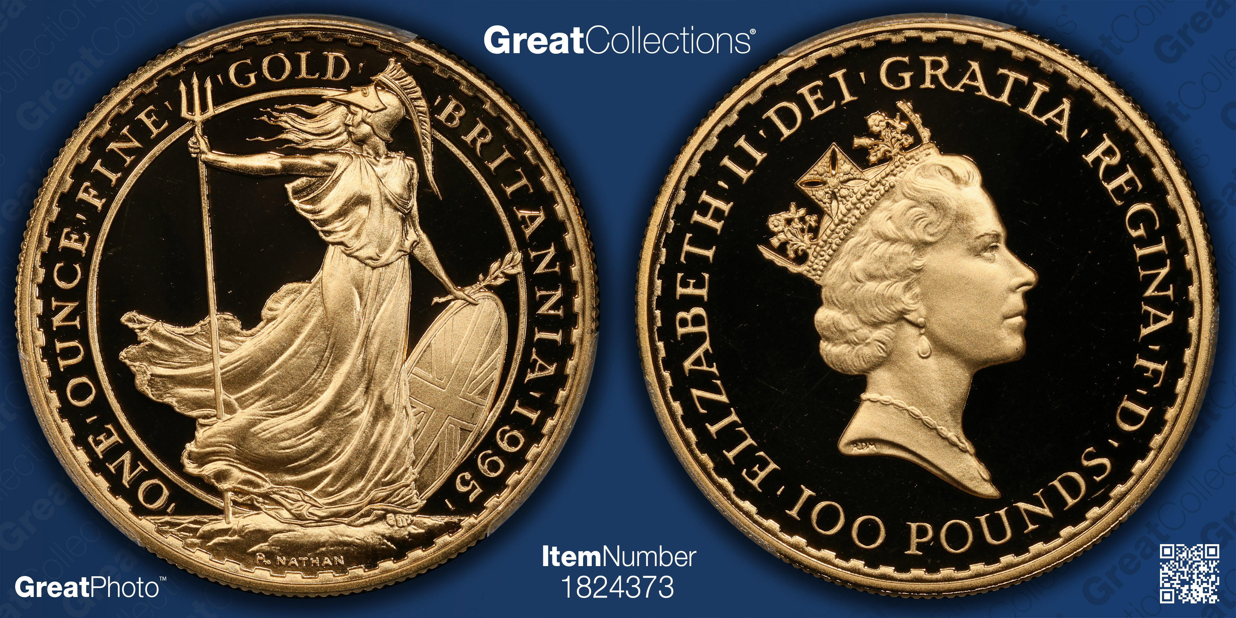 Great Britain 1995 Gold 100 Pounds Britannia KM-953a PCGS Proof-69 DCAM ...