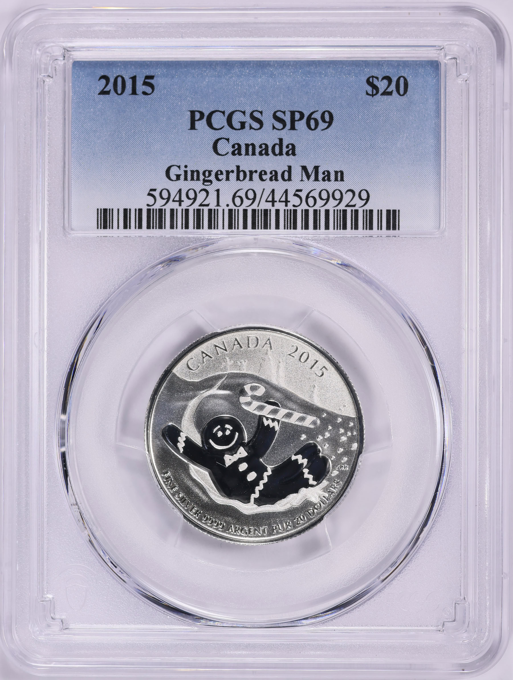 Canada 2015 Silver $20 Gingerbread Man .9999 Silver KM-2035 PCGS SP-69 ...