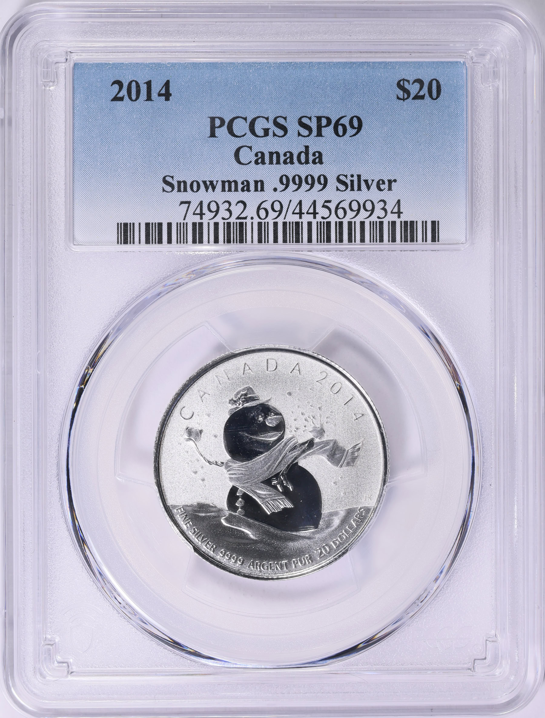 Canada 2014 Silver $20 Snowman .9999 Silver KM-1931 PCGS SP-69 (ASW = 0 ...