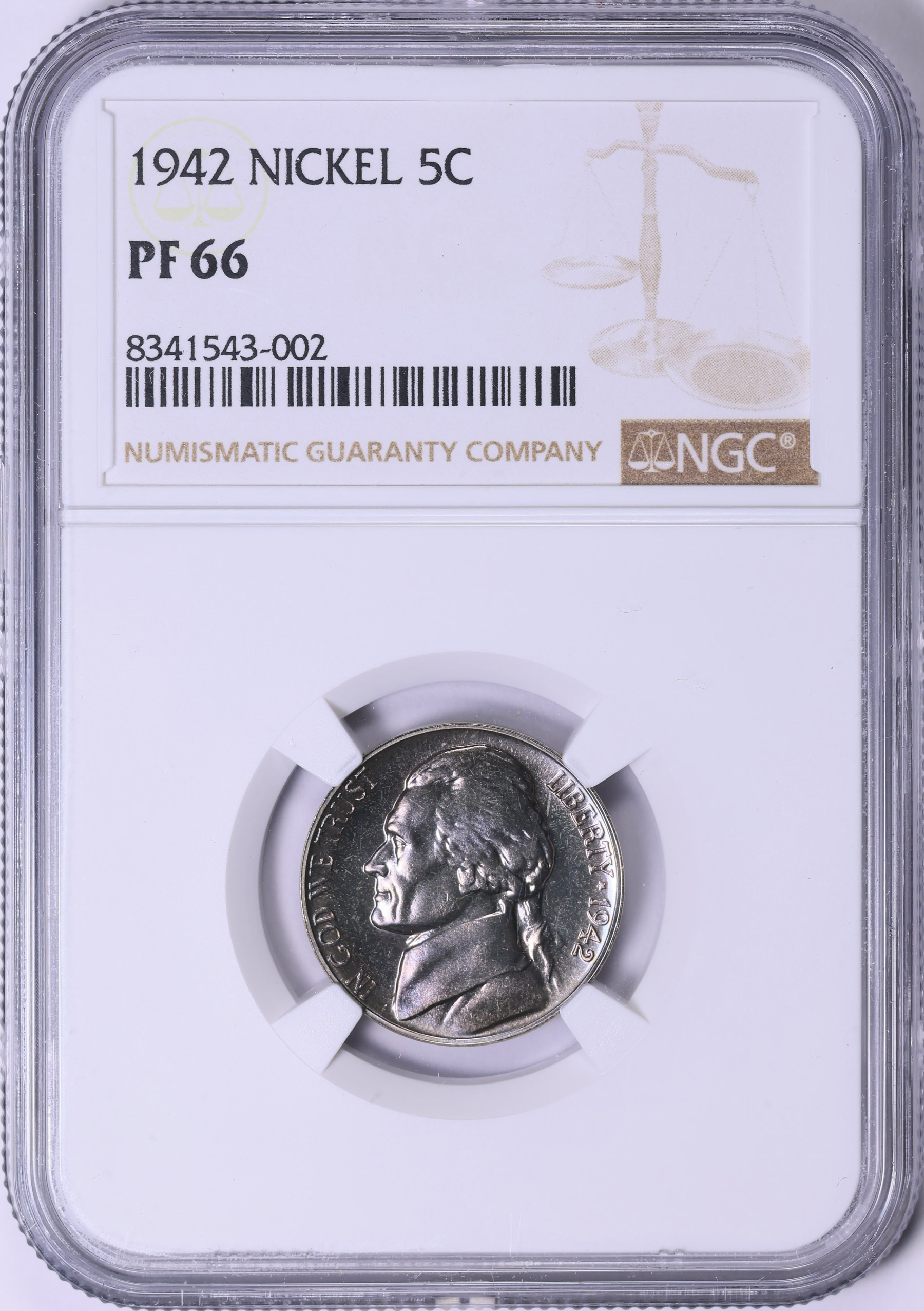 1942 Jefferson Nickel Type 1 NGC Proof-66 (Toned) (Item 1824677) | GreatCollections Coin Auctions