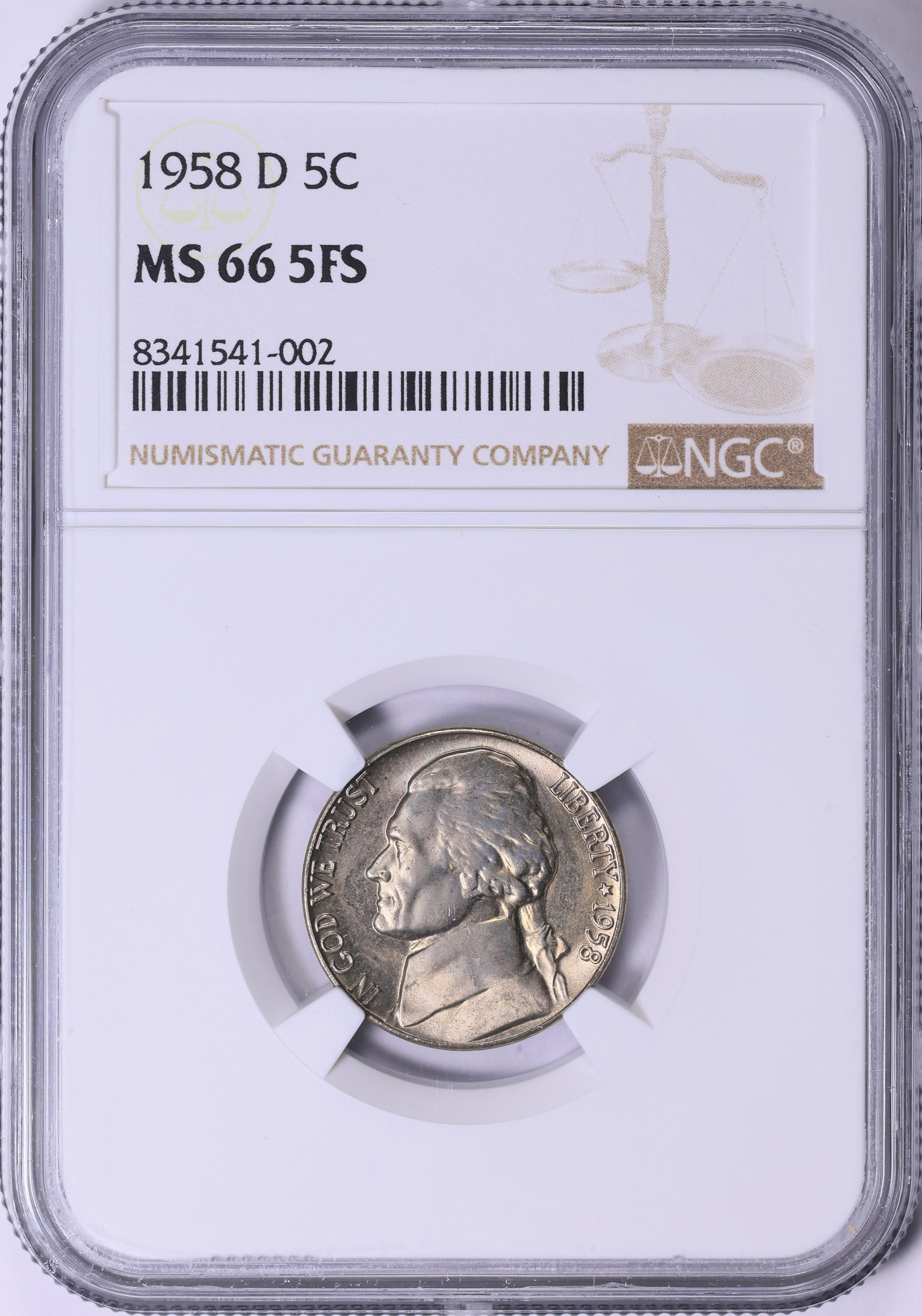 1958-D Jefferson Nickel NGC MS-66 5FS (Toned) (Item 1824681 ...