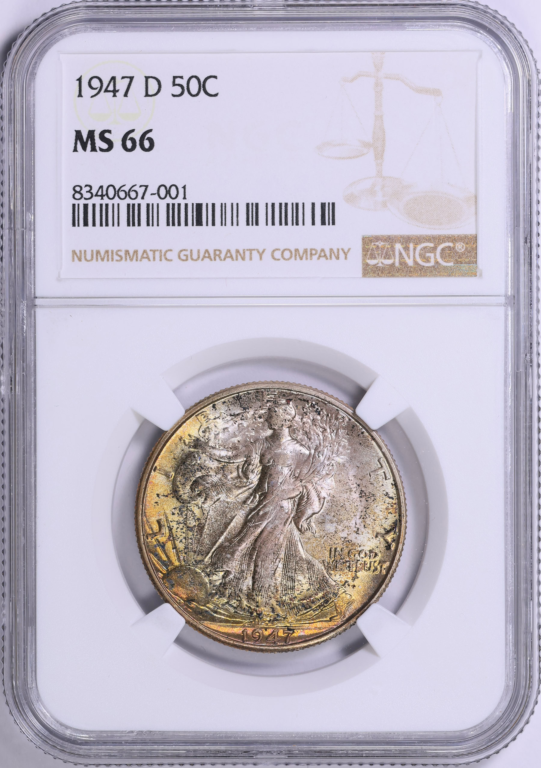 1947-D Walking Liberty Half Dollar NGC MS-66 (Toned) (Item 1824727) | GreatCollections Coin Auctions